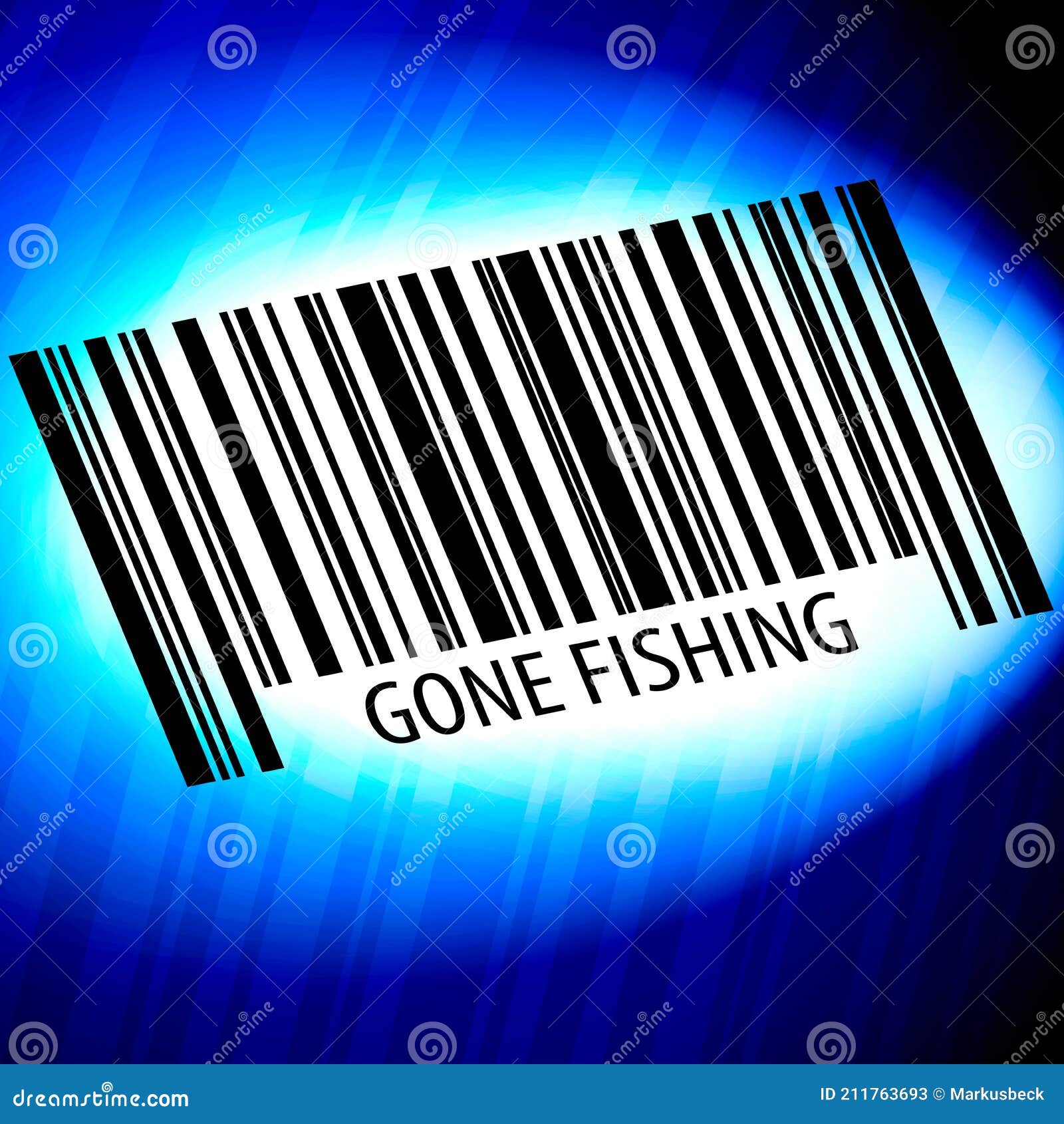 Gone Fishing - Barcode with Blue Background Stock Illustration ...