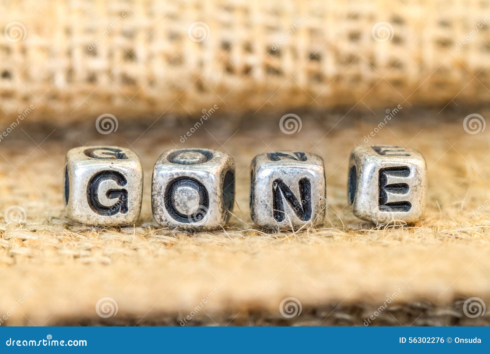 Gone Word Cube Beads on Sockcloth Stock Photo - Image of design ...
