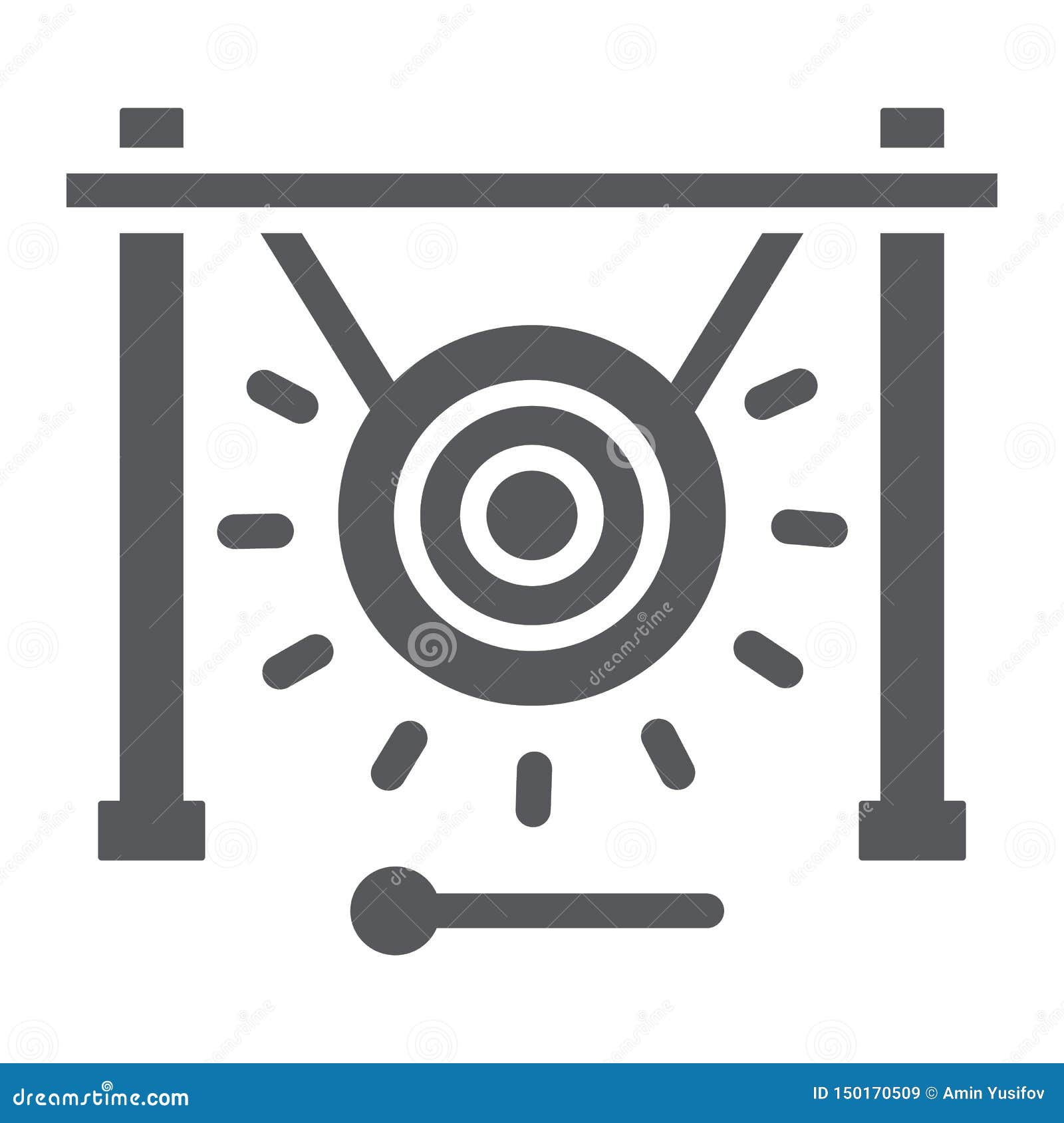 Gong Glyph Icon, Music and Sound, Chinese Instrument Sign, Vector ...