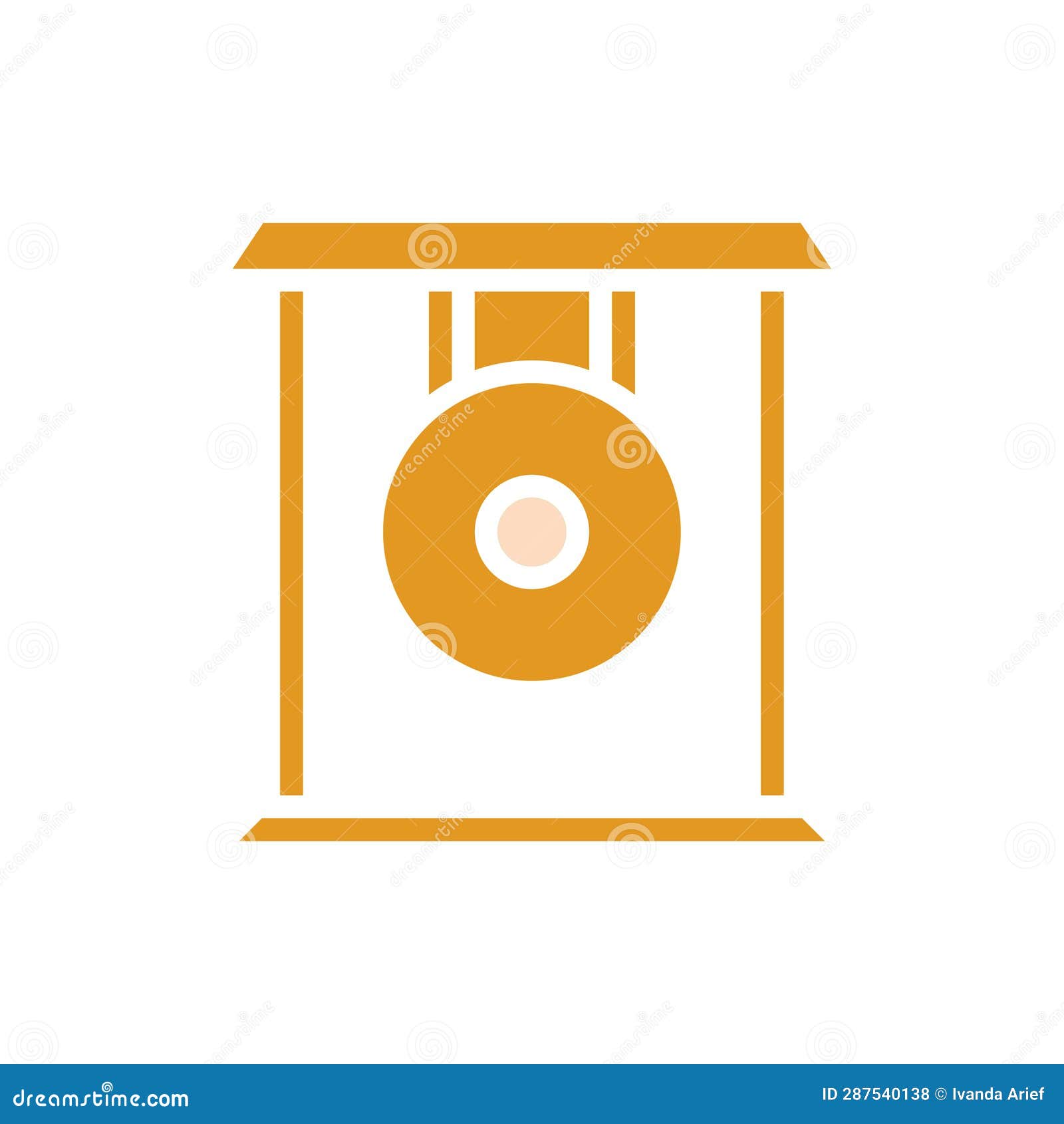 Gong Icon Solid Orange Yellow Colour Chinese New Year Symbol Perfect ...