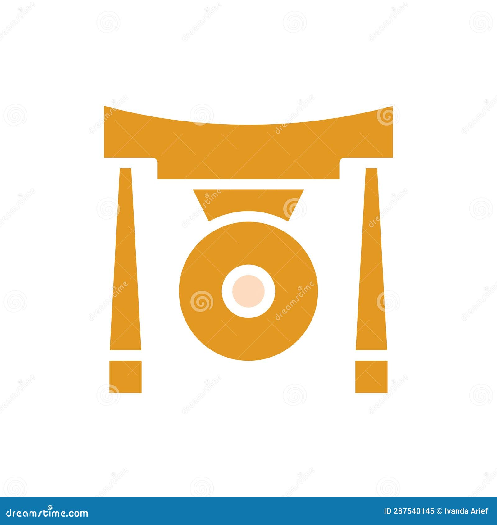 Gong Icon Solid Orange Yellow Colour Chinese New Year Symbol Perfect ...