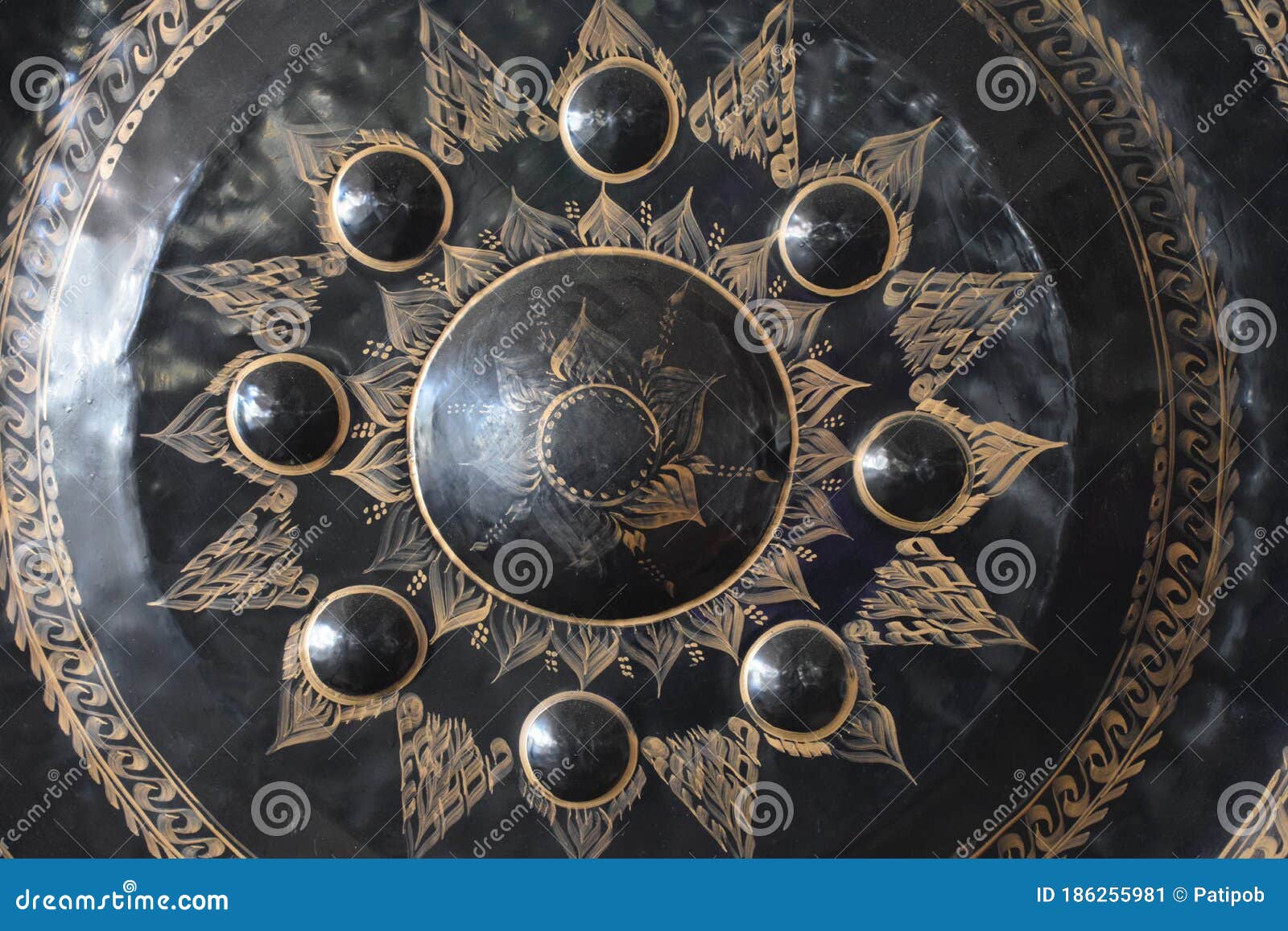 Pattern on the Gong in the Temple Stock Image - Image of landmarks ...