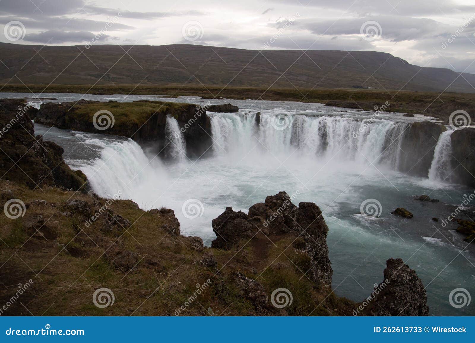 Gooafoss Waterfall in an Ocean. Stock Image - Image of landscape ...