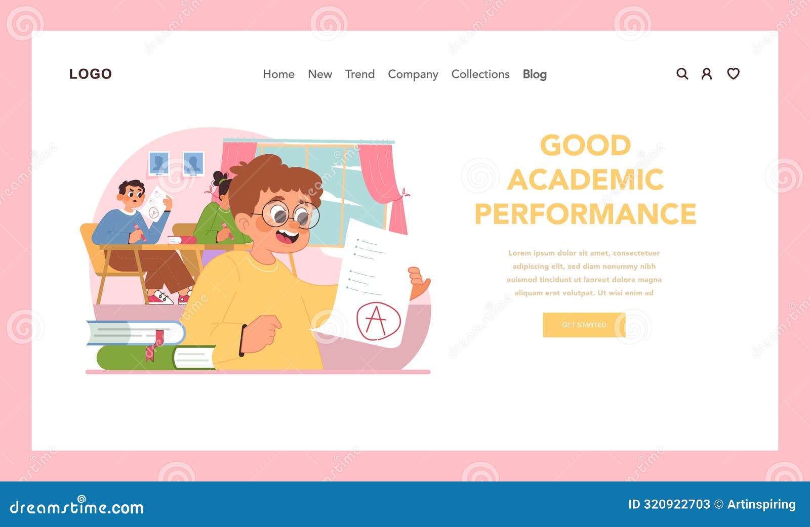 Good Academic Performance. Flat Vector Stock Vector - Illustration of ...