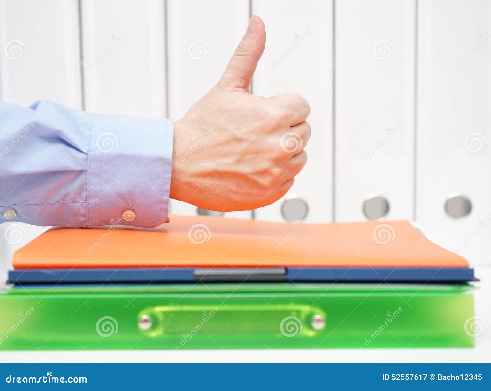 A Good Accountant Concept. Thumbs Up Over Binders Stock Image - Image ...