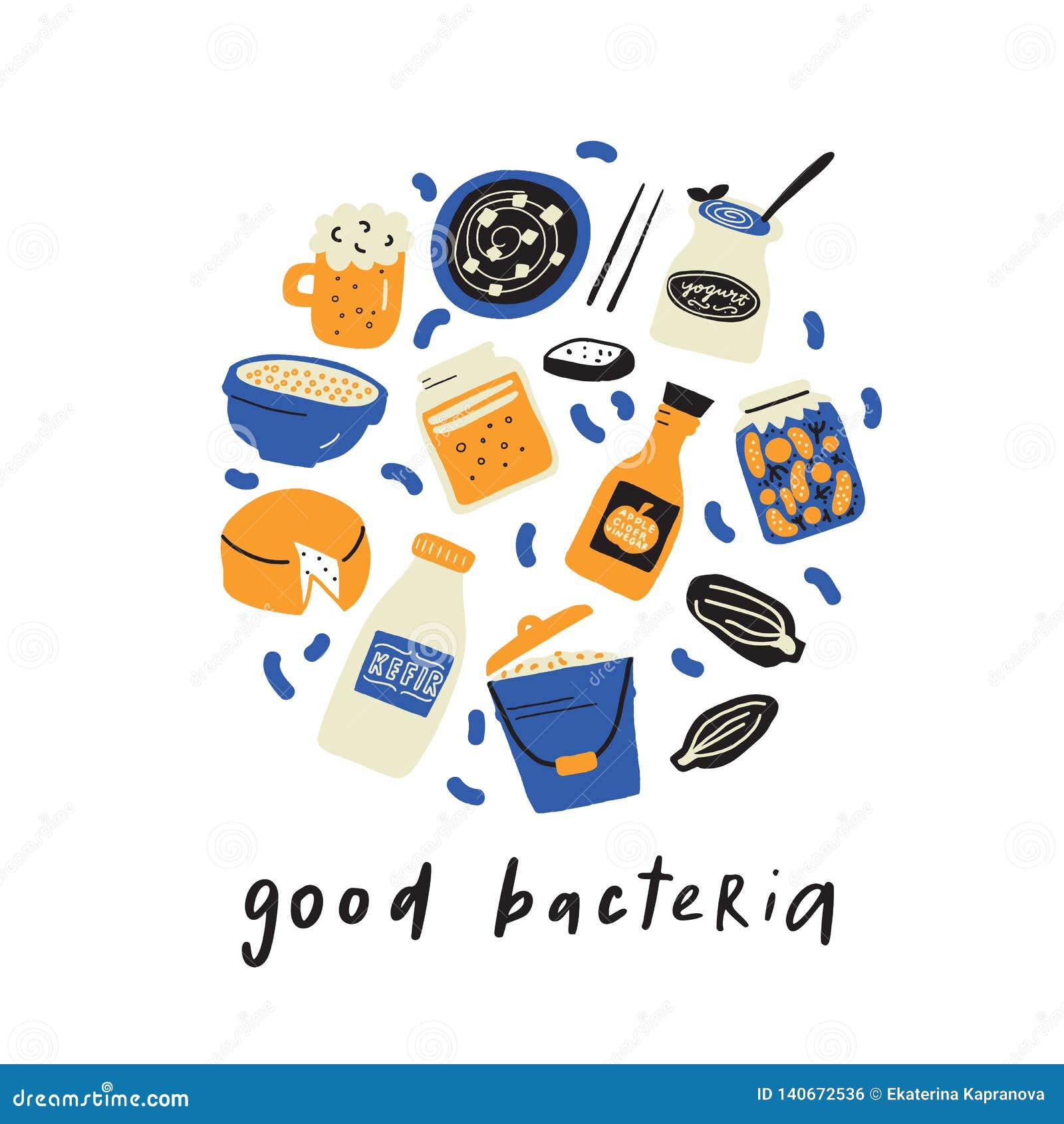 Good Bacteria. Hand Drawn Circle Illlustration in Doodle Style Stock ...