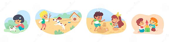 Good and Bad Behavior of Cute Boys and Girls Set, Kids Stroking or ... Good and Bad Behavior of Cute Boys and Girls Set, Kids Stroking or ...