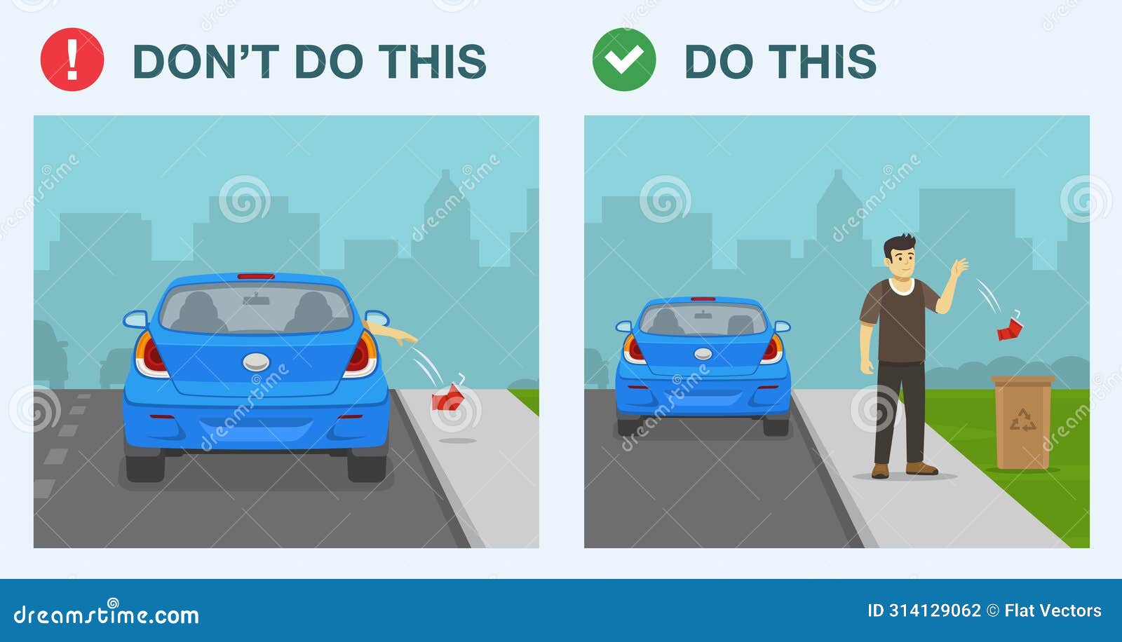 Good and Bad Behaviour on Road. Passenger Throws Out a Used Plastic Cup ...