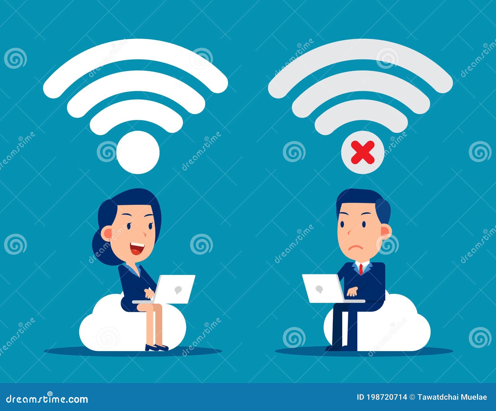Good and Bad Connection. Wireless Technology Concept Stock Vector ...