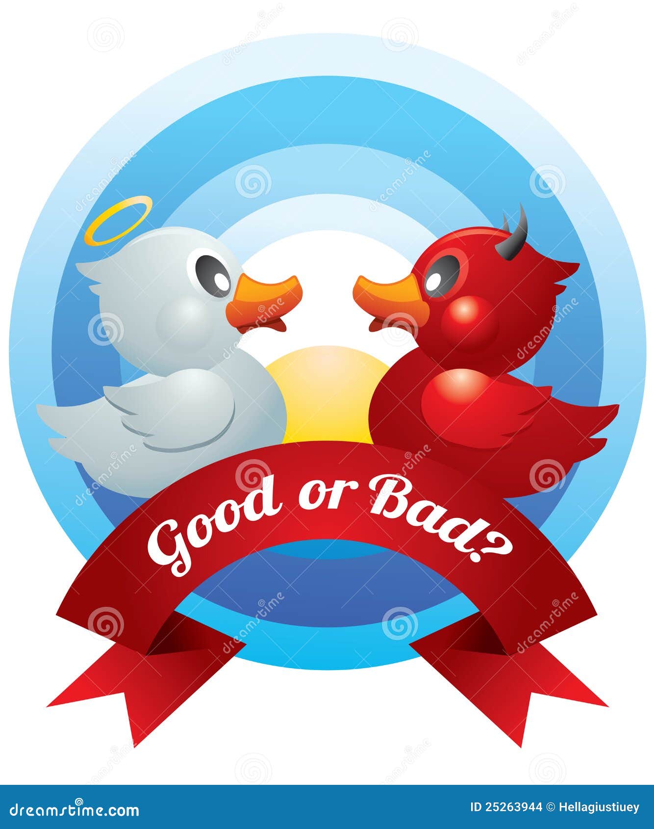 Good and Bad Ducks Duel stock illustration. Illustration of demonic ...