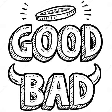 Good and Bad Ethical Sketch Stock Vector - Illustration of halo, devil ...