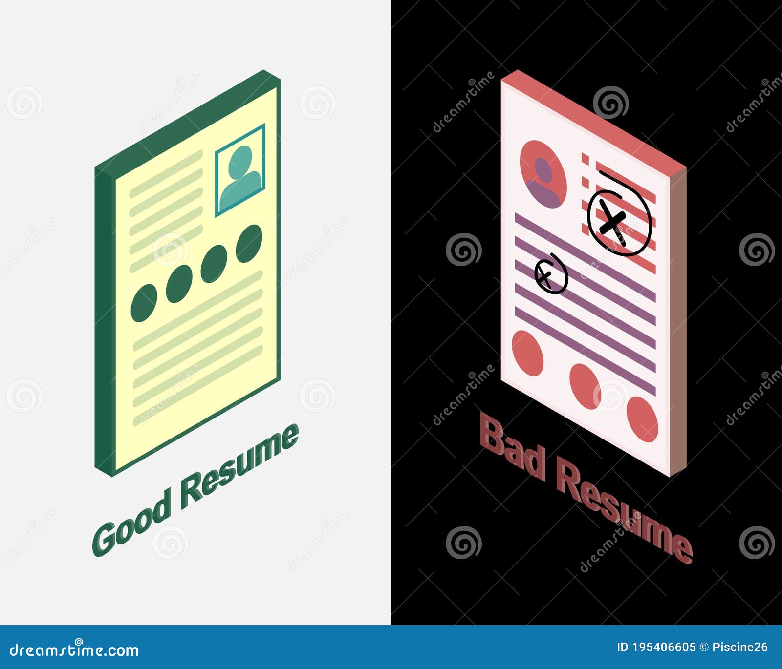 Good and Bad Example of Resume Vector Stock Vector - Illustration of ...
