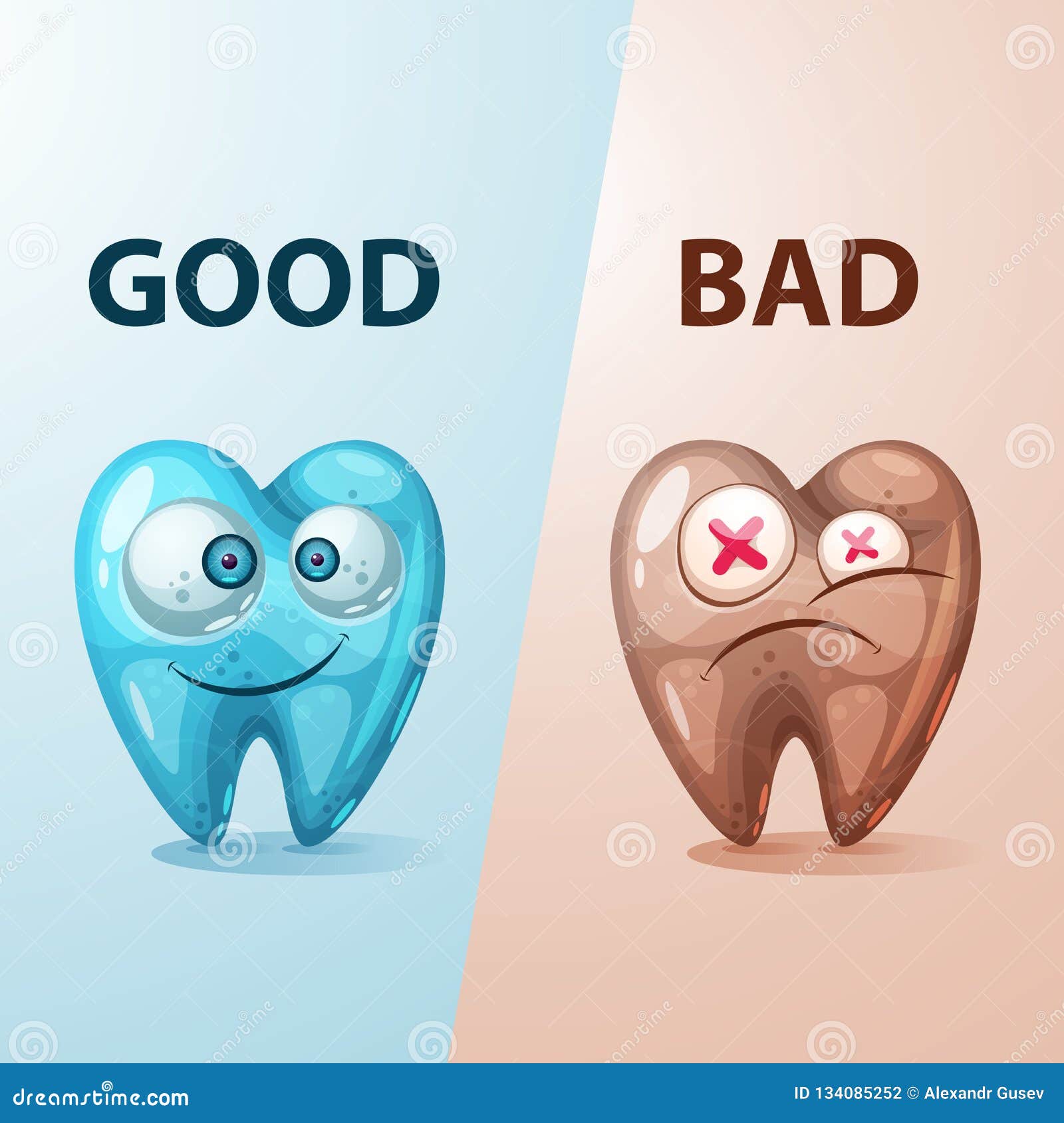 Good and Bad Tooth Illustration. Stock Vector - Illustration of hygiene ...
