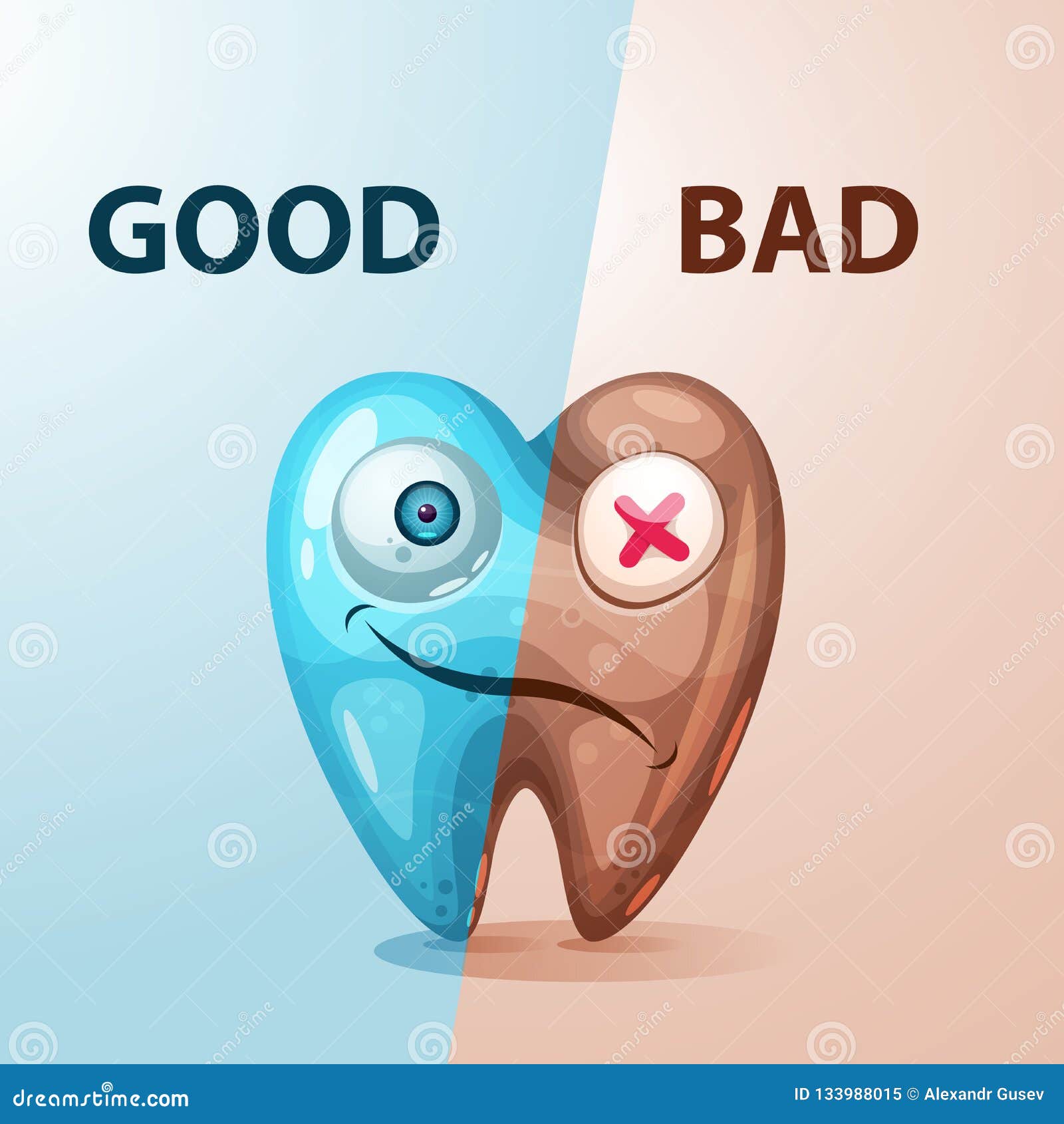 Good and Bad Tooth Illustration. Stock Vector - Illustration of care ...