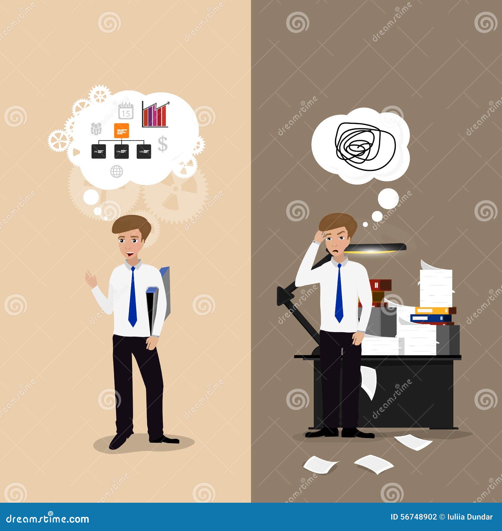 Good and bad working stock illustration. Illustration of business ...