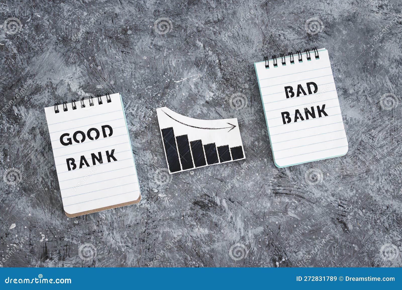 Good Bank Vs Bad Bank Insolvency and Closing Down, Notepad with Text ...
