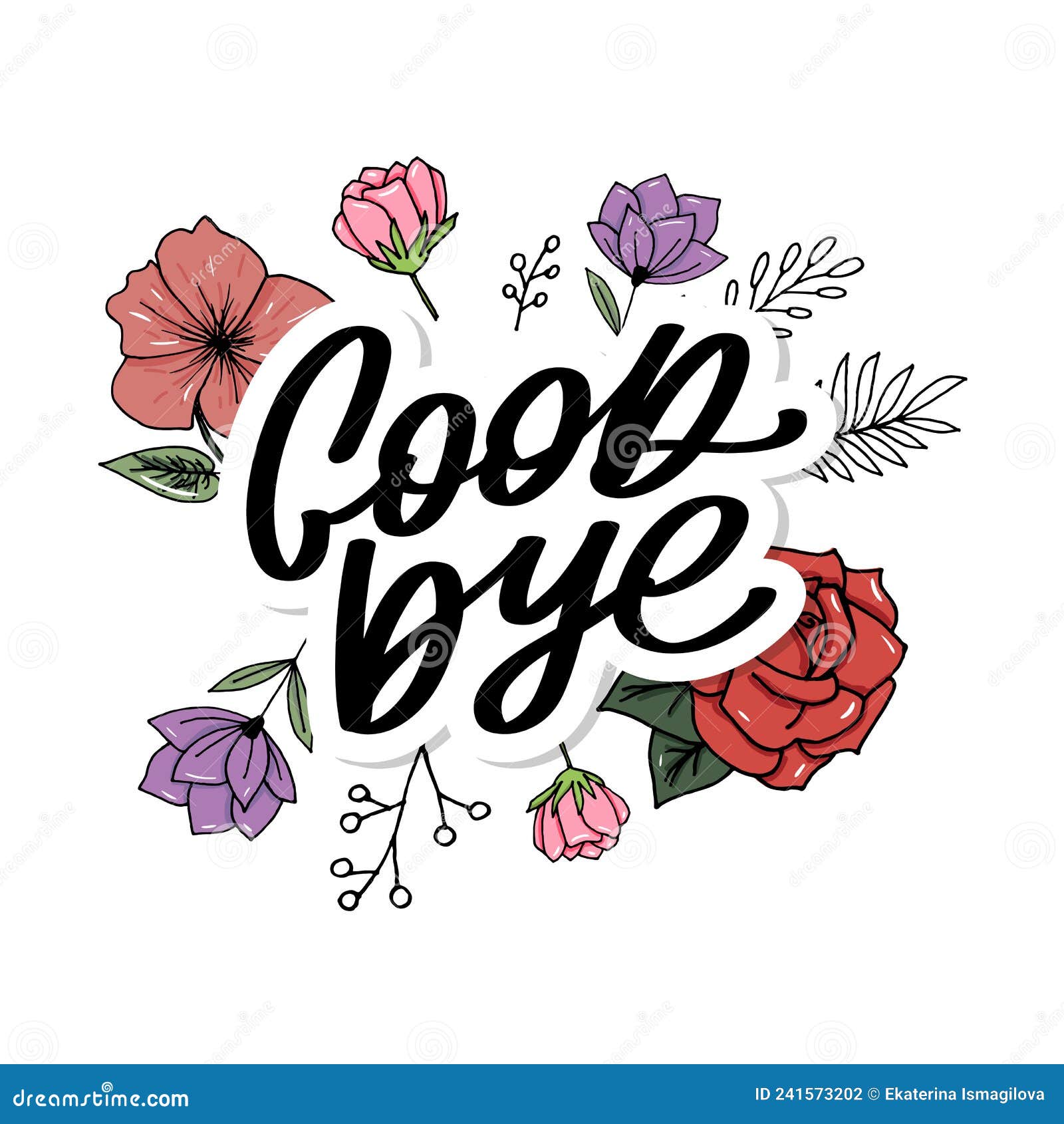 Good Bye Calligraphic Lettering on Yellow Blot Stock Vector ...