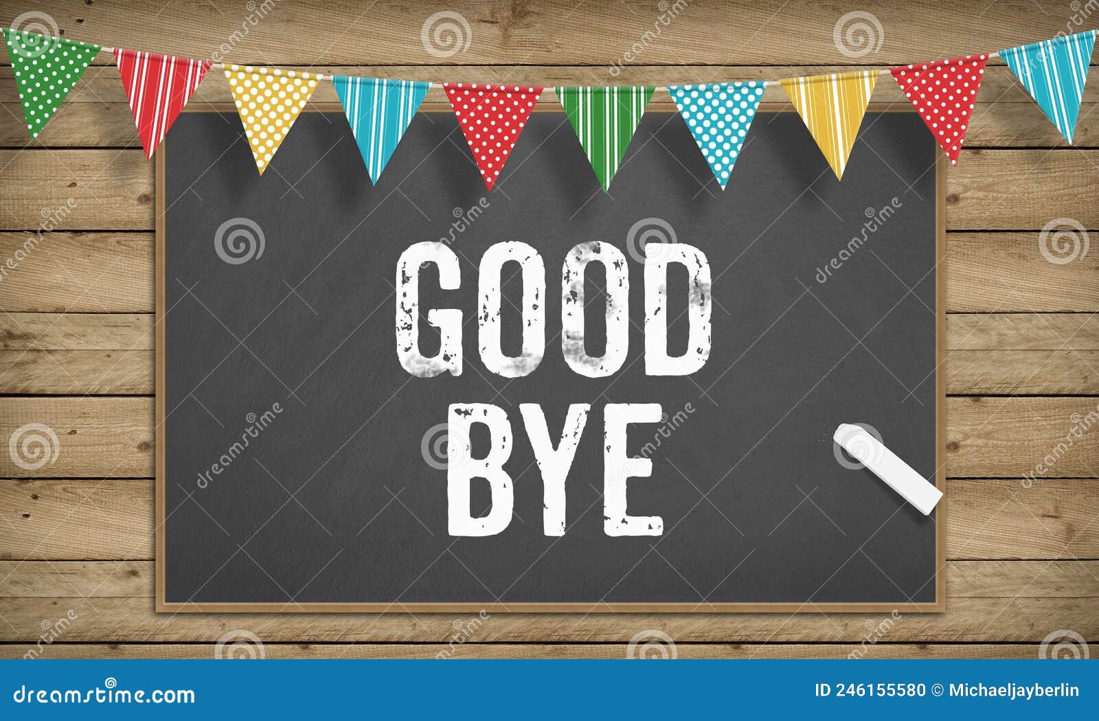 Good Bye Headline on Black Board in School and Education Illustration ...
