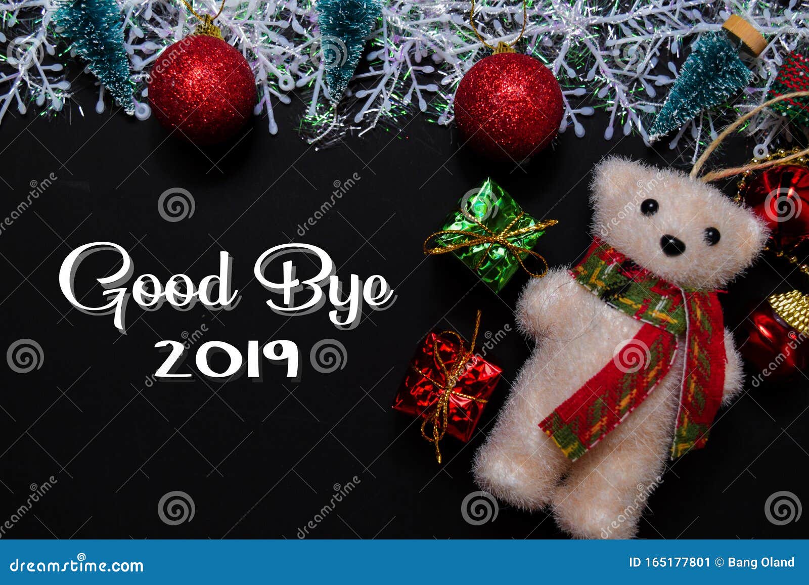 Good Bye 2019 Text Isolated on Black Backgroud. Frame of Christmas ...