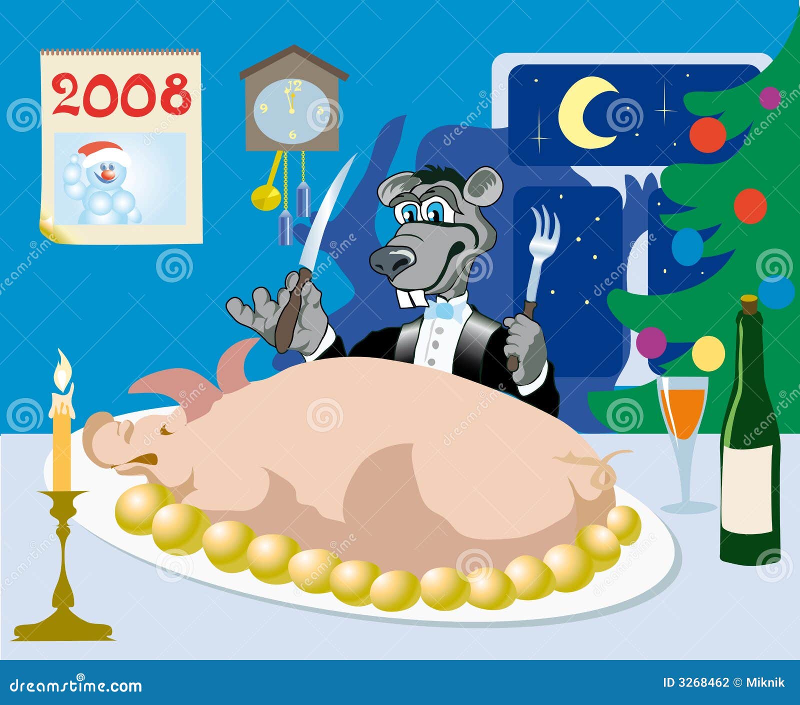 Good bye year of the Pig! stock illustration. Illustration of greeting ...