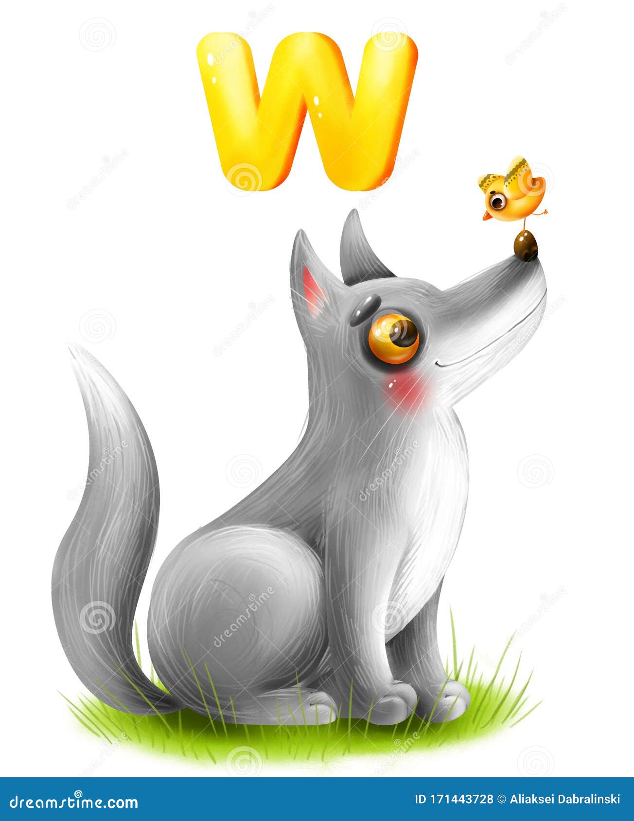 Good Cartoon Wolf with the Letter of the Alphabet Stock Illustration ...