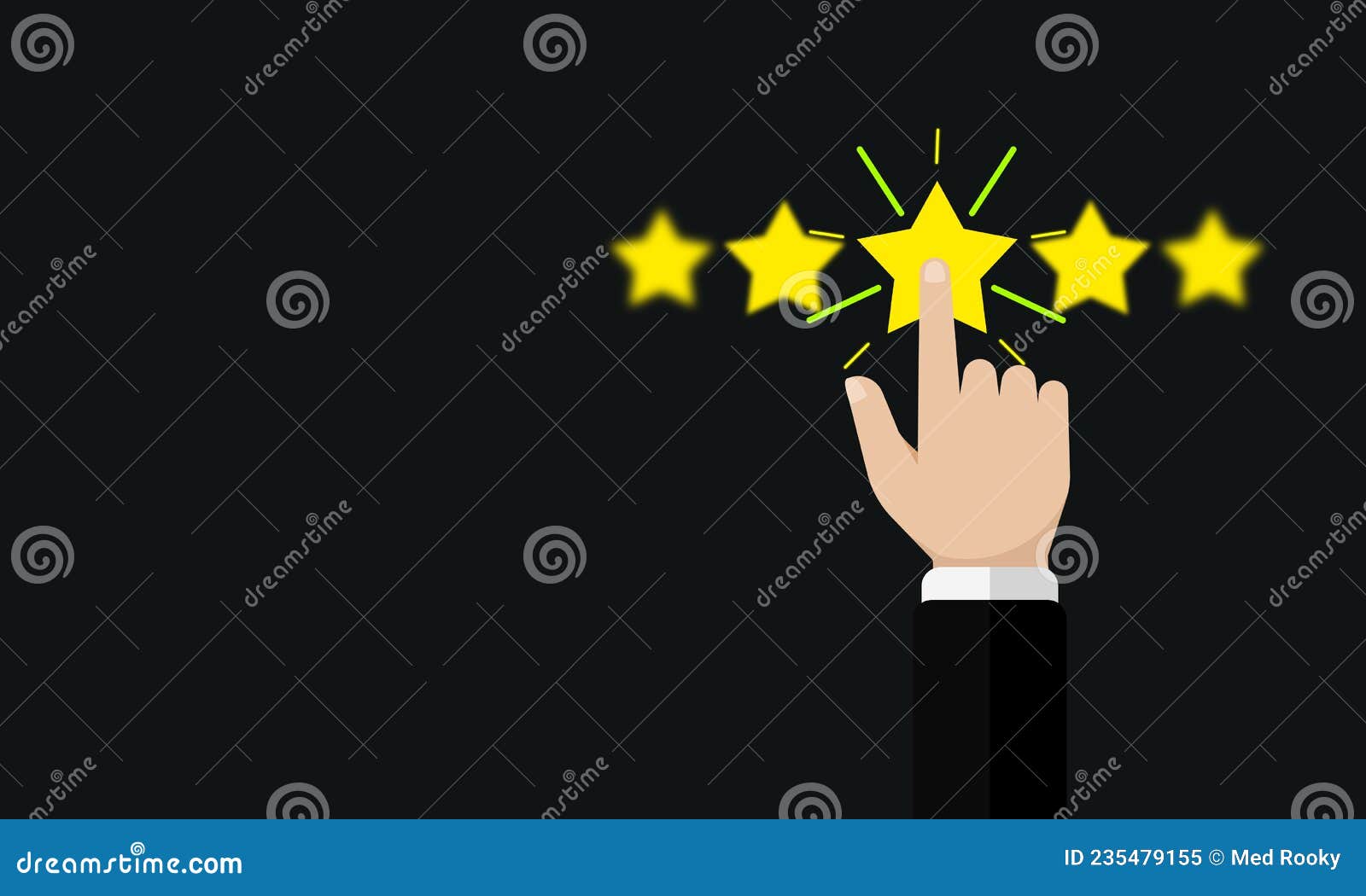 Good Customer Review Concept with Golden Five Star. Cartoon Businessman ... Good Customer Review Concept with Golden Five Star. Cartoon Businessman ...
