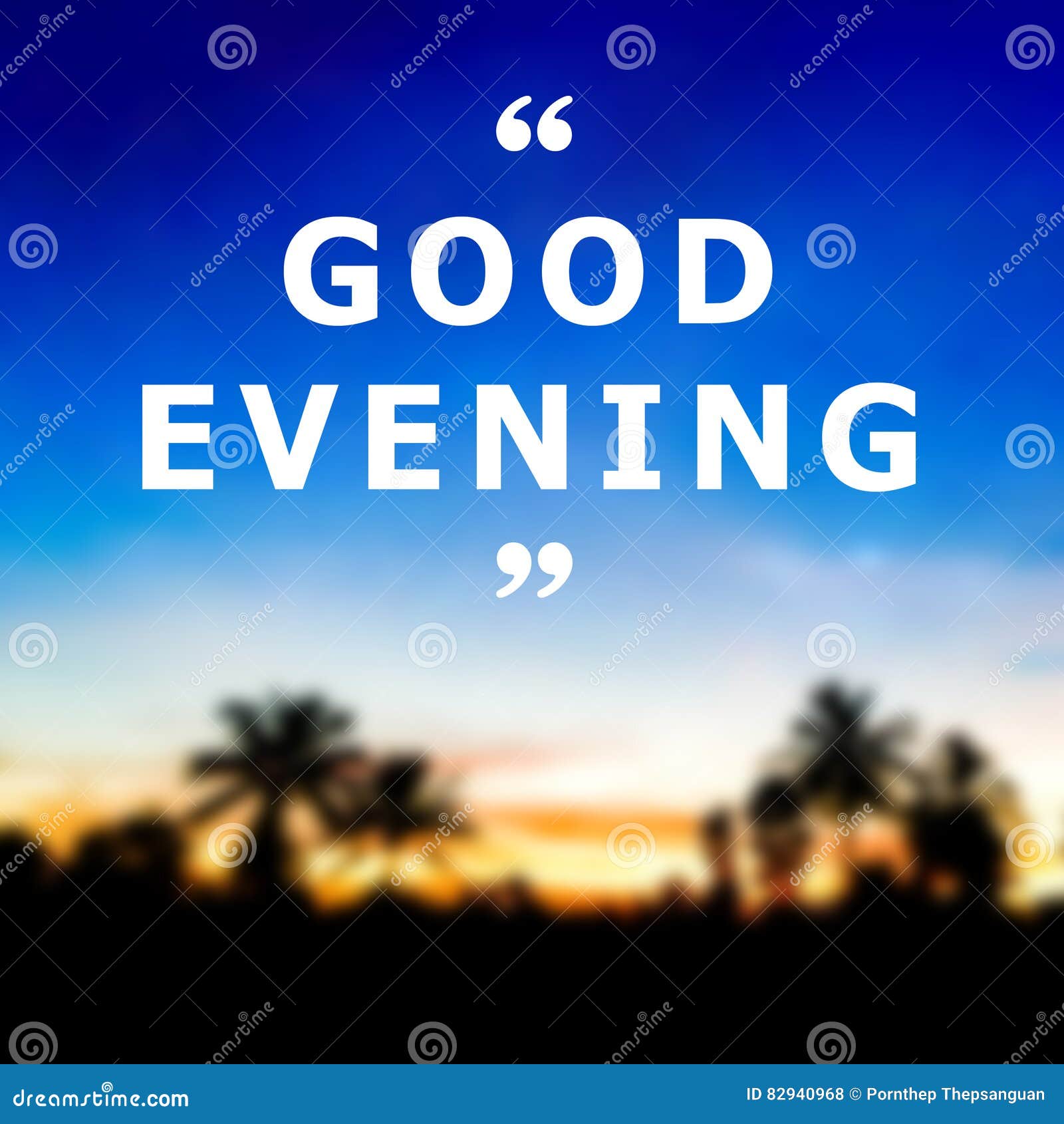 Good Evening Text With Blur Background. Stock Photography ...