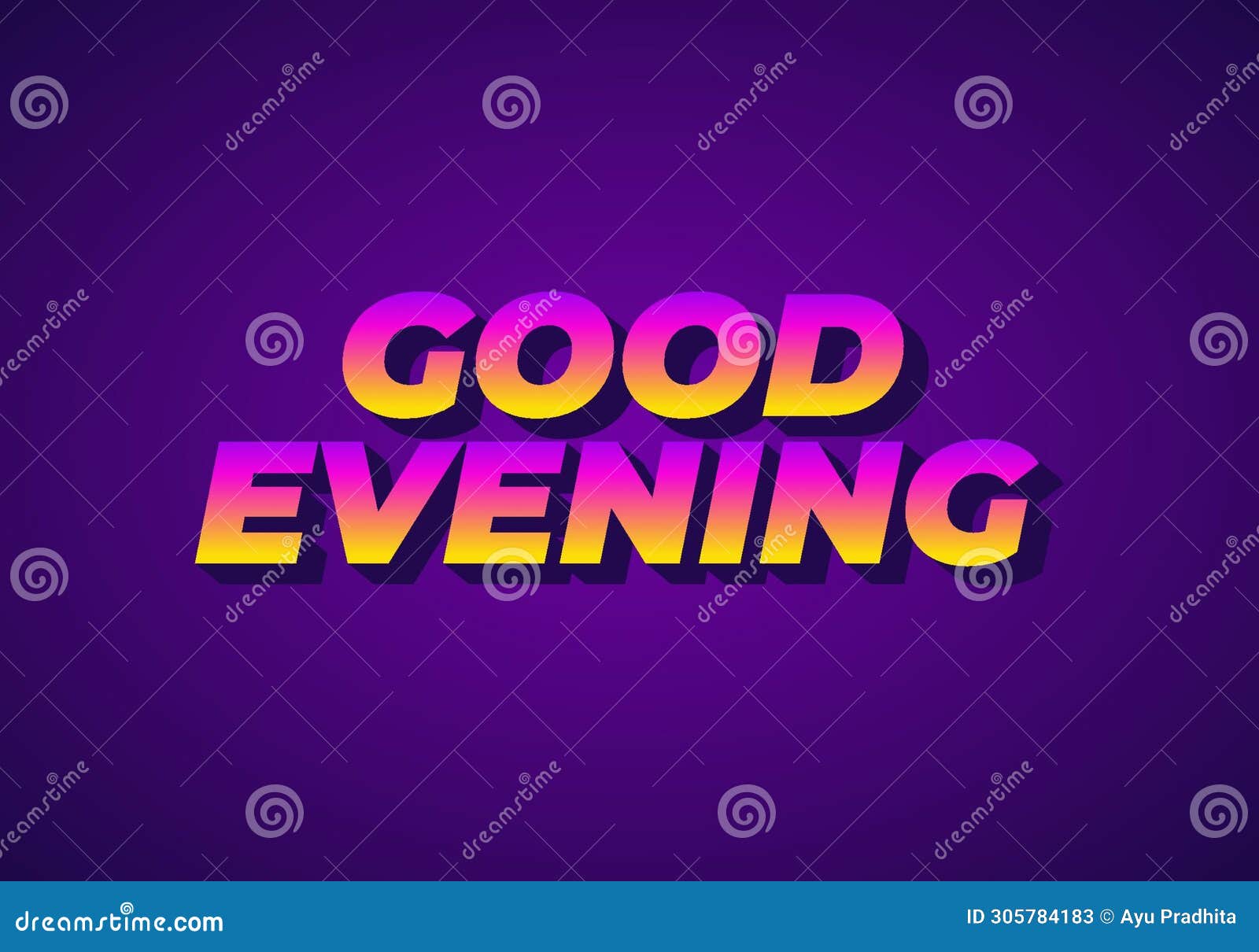 Good Evening. Text Effect in 3D Style with Eye Catching Color Stock ...