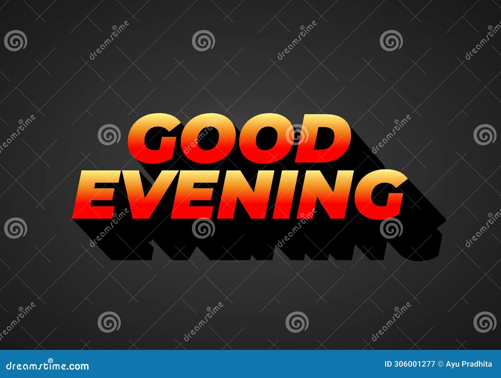 Good Evening. Text Effect in 3D Style with Eye Catching Color Stock ...