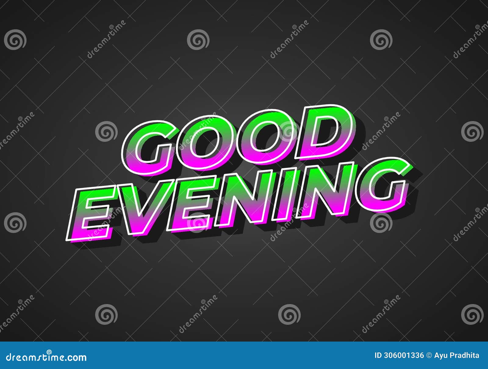 Good Evening. Text Effect in 3D Style with Eye Catching Color Stock ...