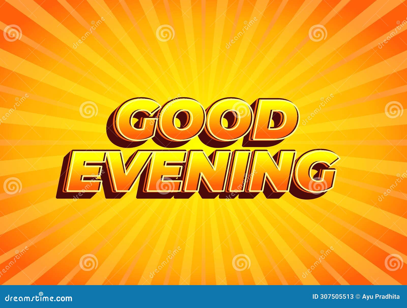 Good Evening. Text Effect in 3D Style with Eye Catching Color Stock ...