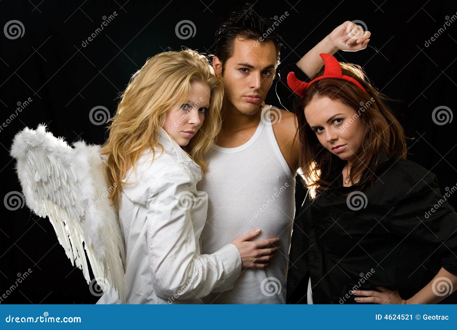 Good and Evil stock image. Image of diversity, adult, brunette - 4624521