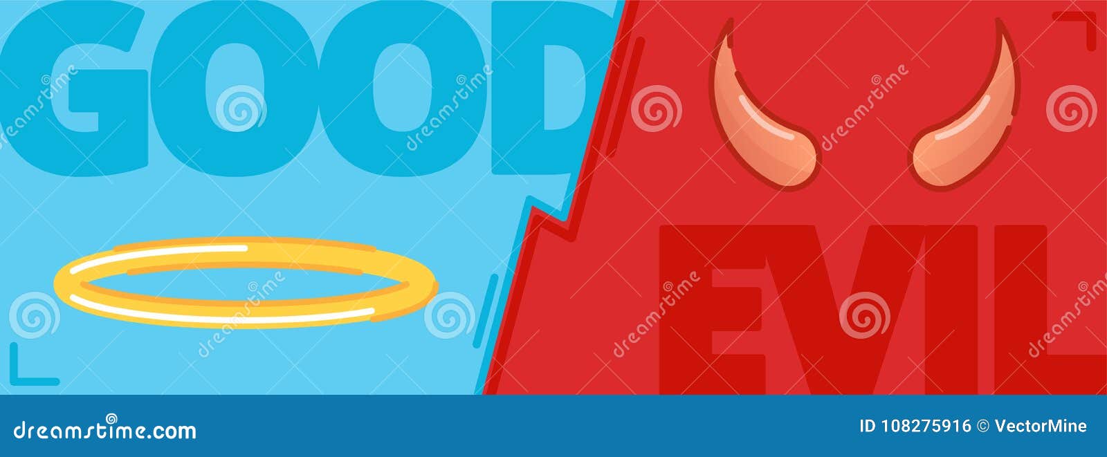 Good And Evil Man Woman Boy Girl Symbols Vector Illustration ...