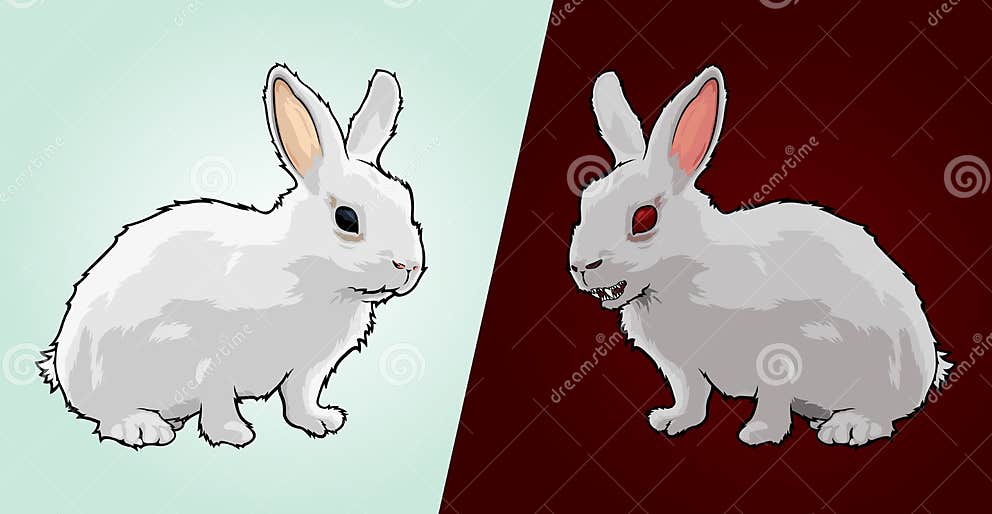 Good and Evil Rabbits stock vector. Illustration of fear - 105280232