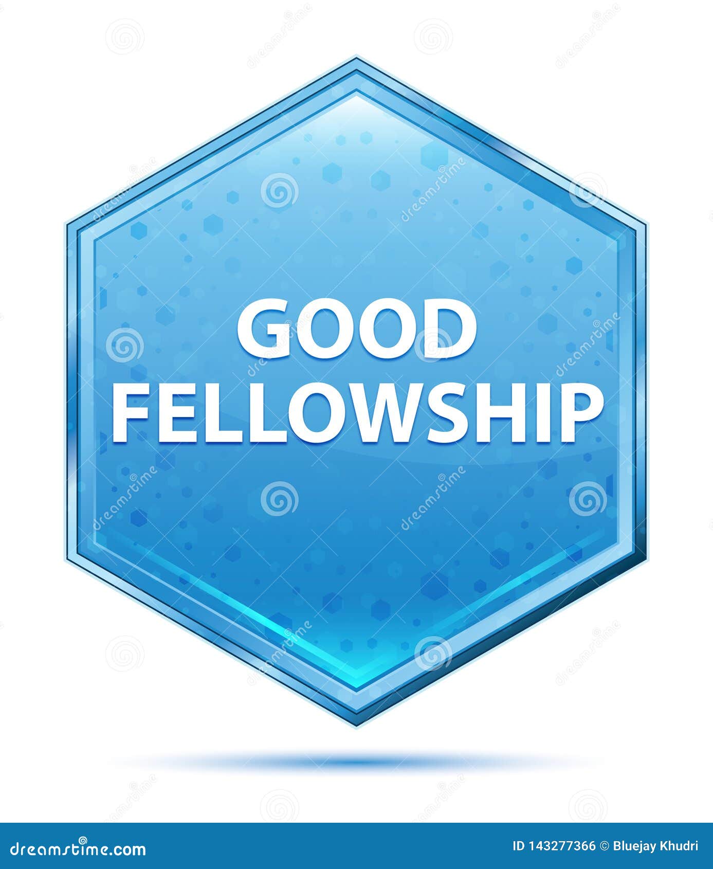 Good Fellowship Crystal Blue Hexagon Button Stock Illustration ...