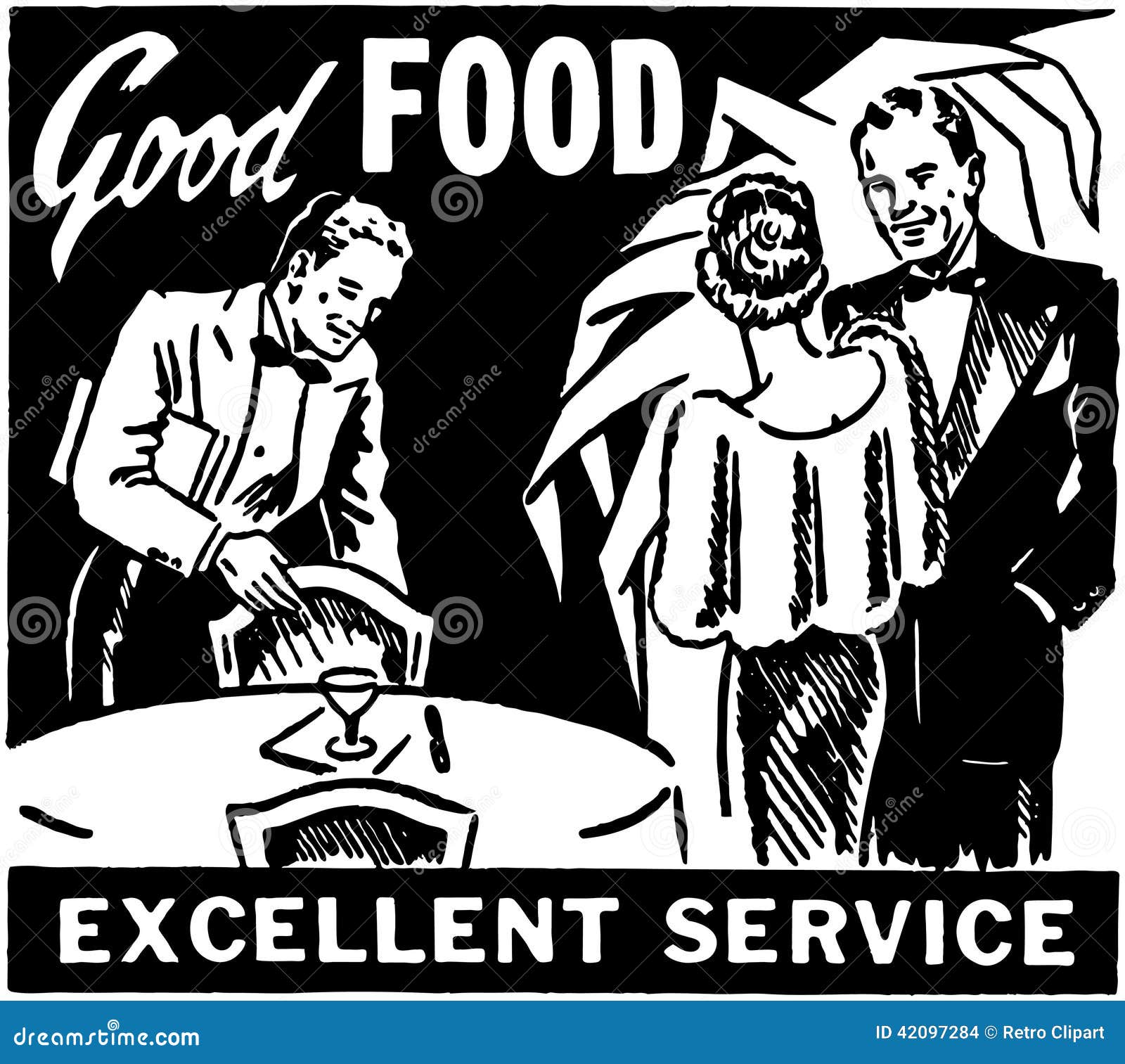 Good Food Excellent Service Stock Vector - Illustration of food, groups ...