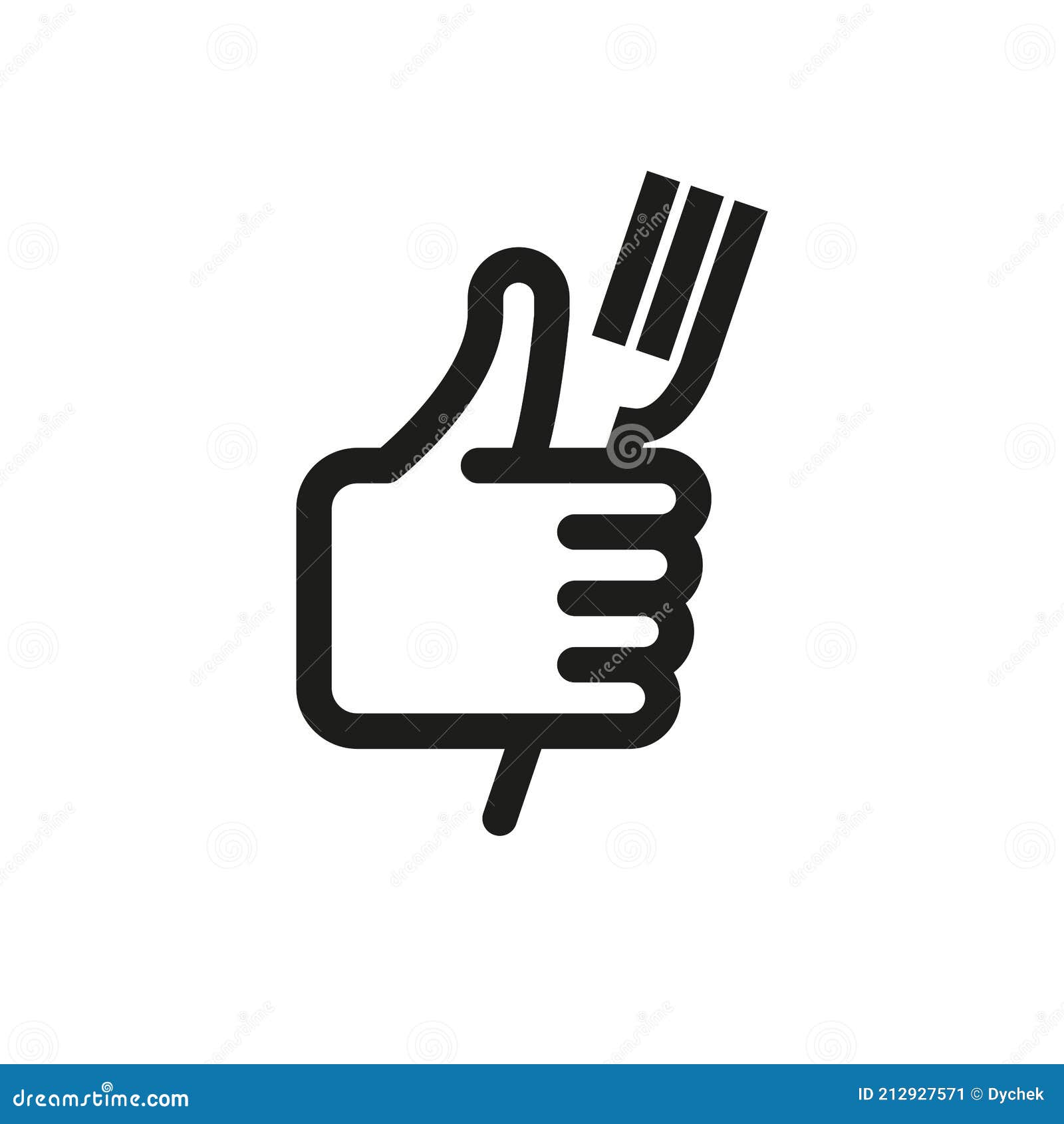 A Good Food Icon. a Hand with the Thumb Raised Up and a Fork in the ...