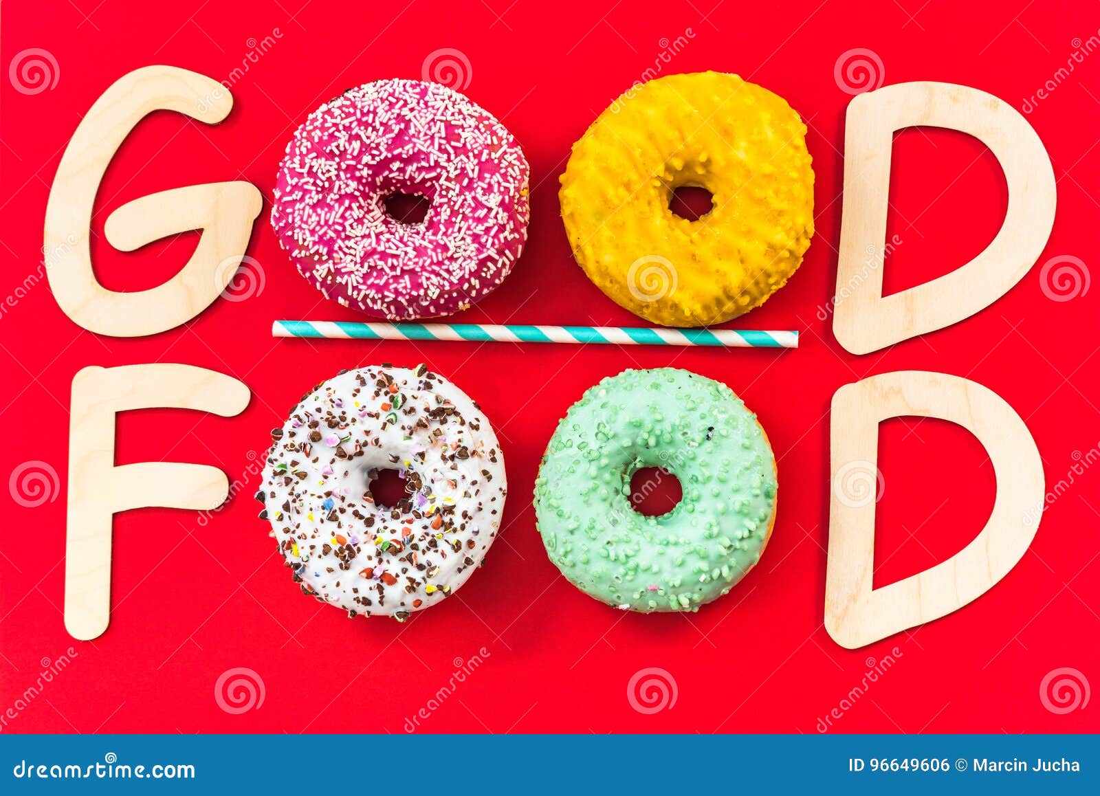 Good Food Text Made from Donuts, Eating Concept Stock Photo - Image of ...