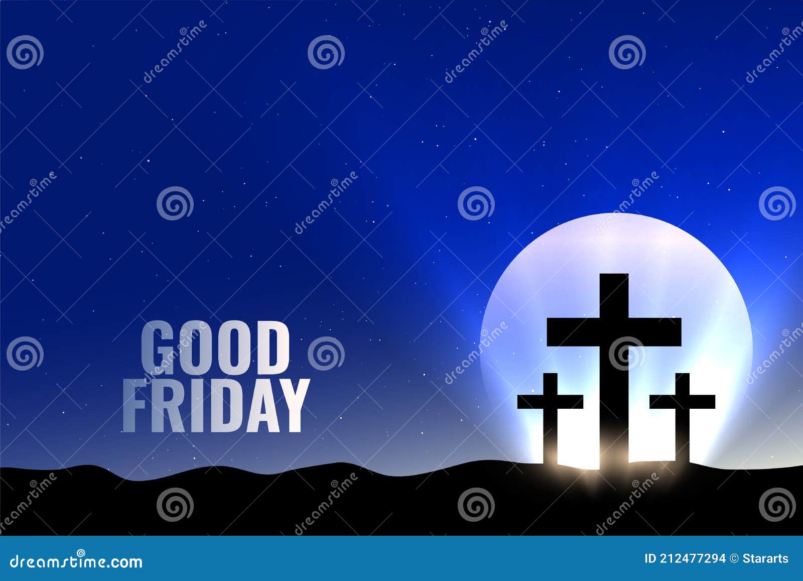 Good Friday Background with Moon and Glowing Lights Stock Vector ...