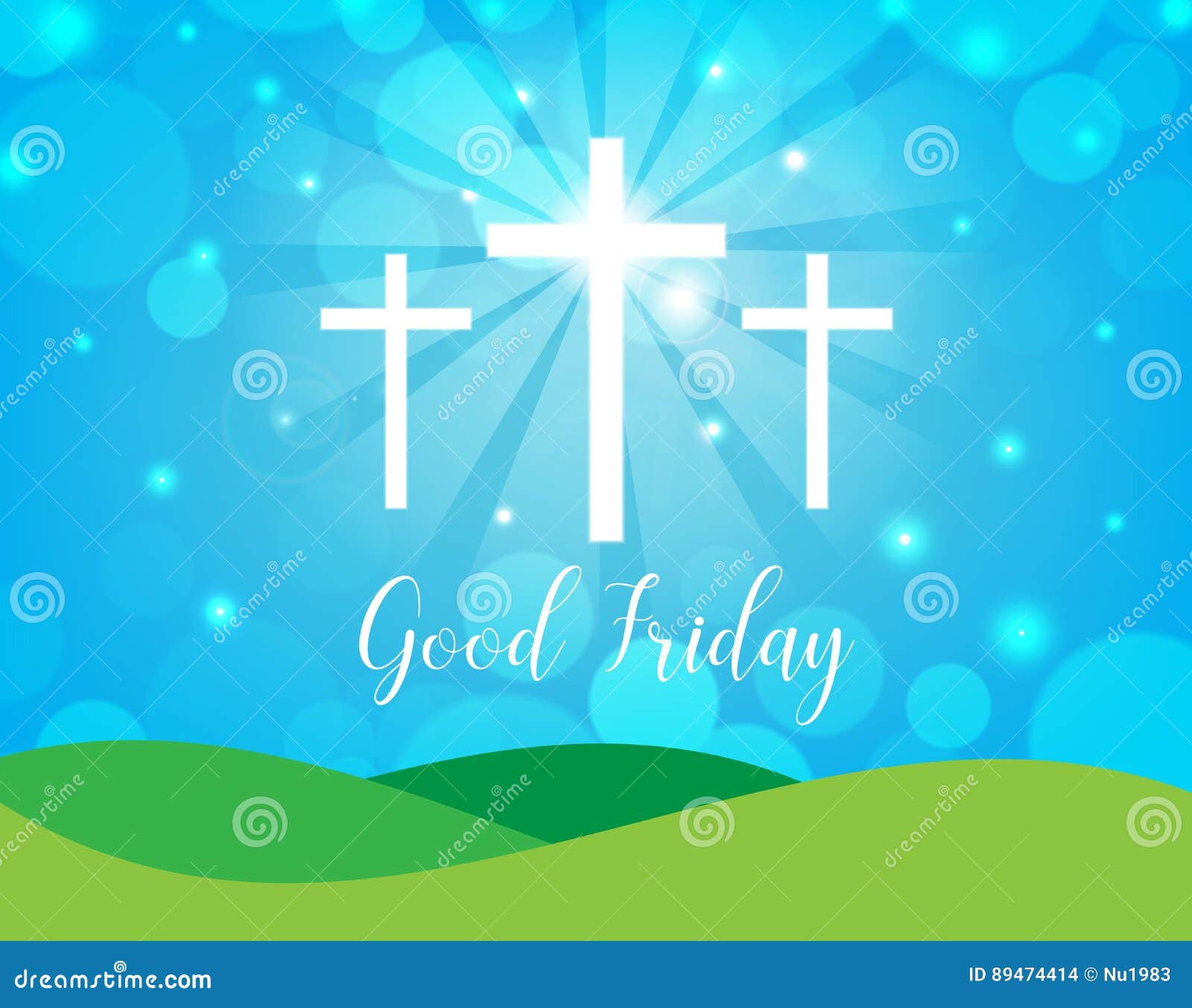 Good Friday. Background with White Cross and Sun Rays in the Sky Stock ...