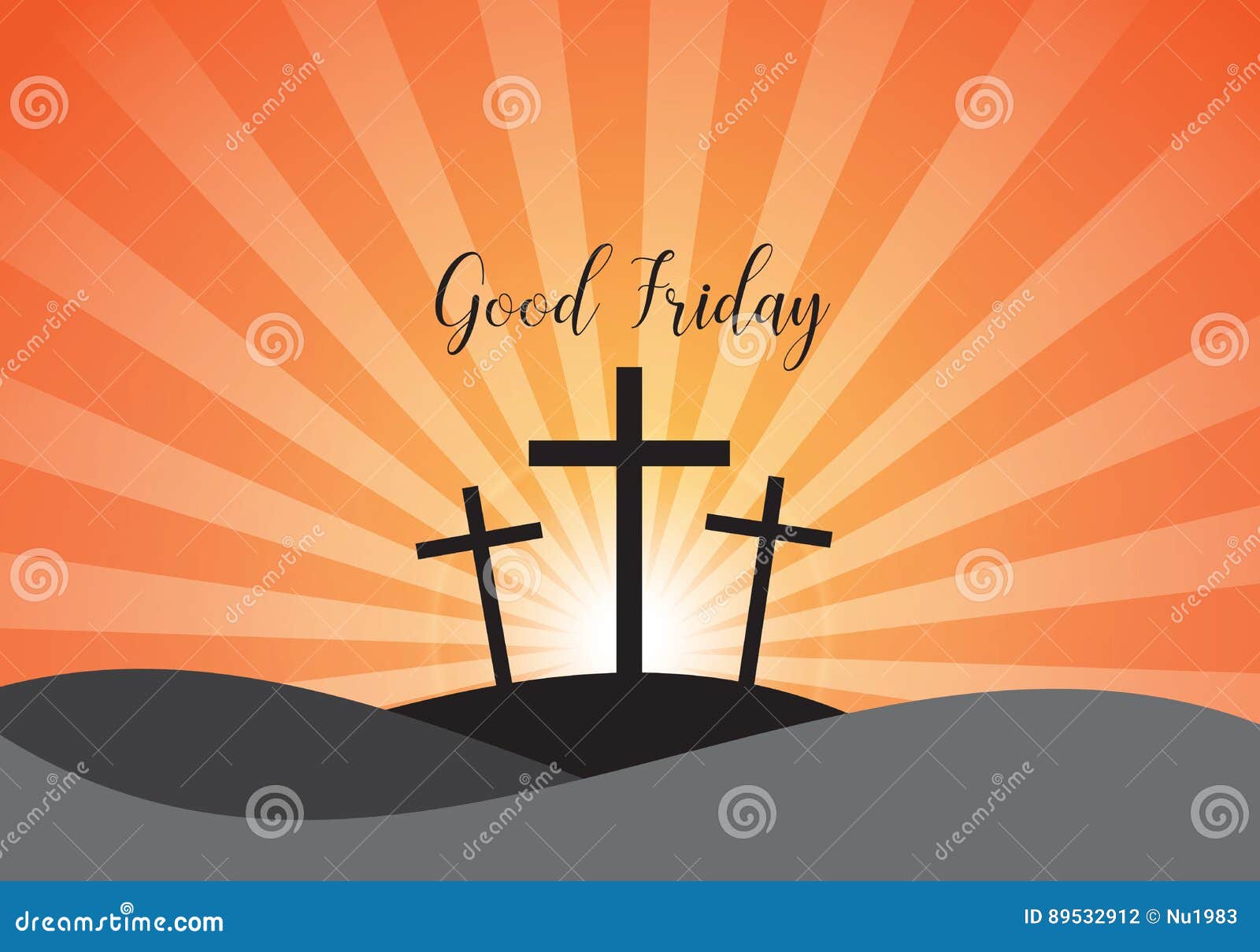 Good Friday. Background with White Cross and Sun Rays in the Sky Stock ...