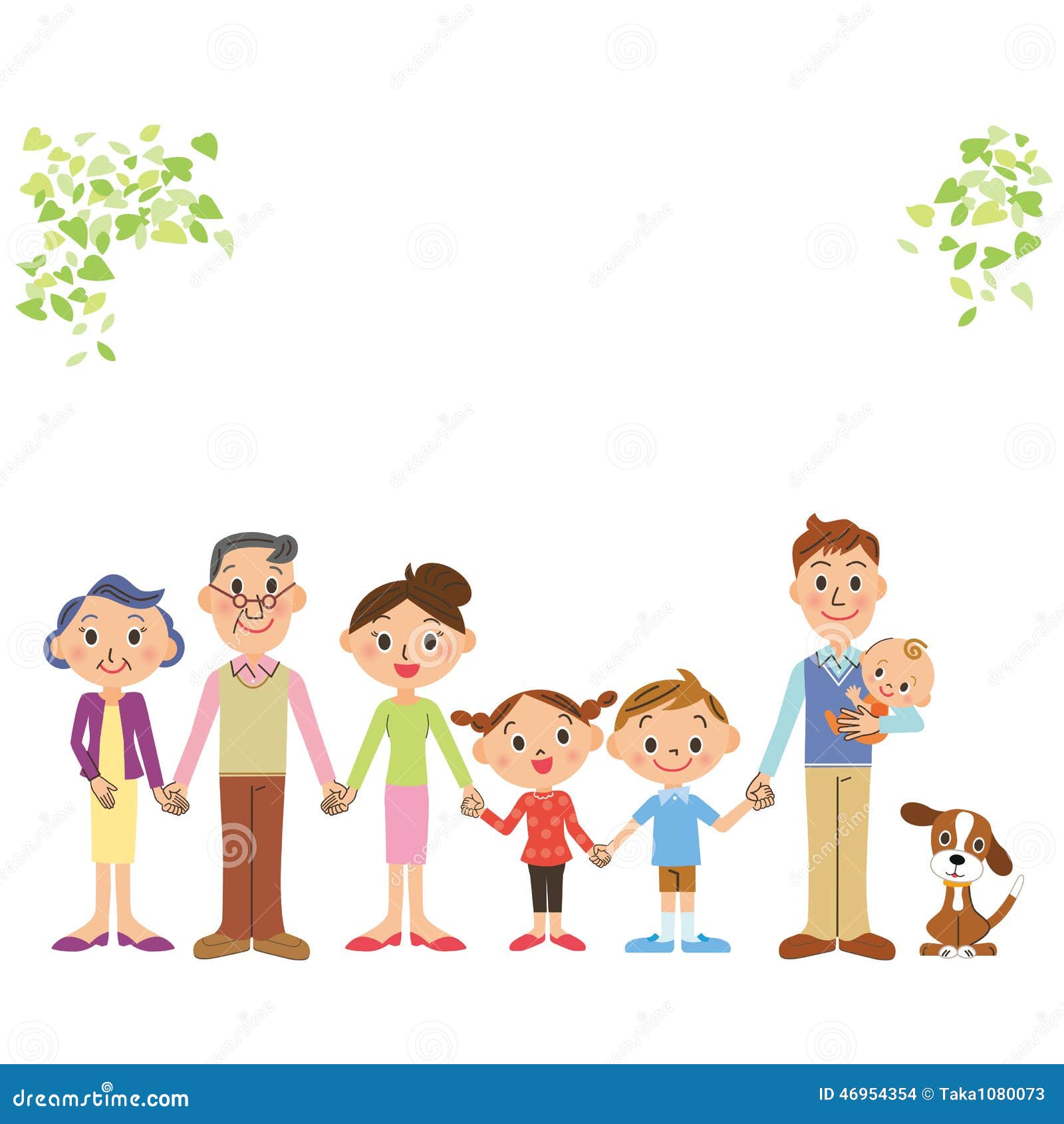 The Good Friend Three-generation Family Who Ties a Hand Stock Vector ...