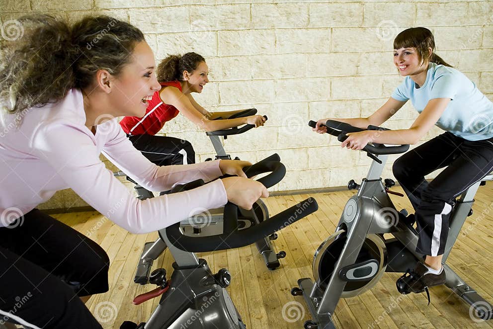 Good fun at gym stock photo. Image of caucasian, people - 4240824