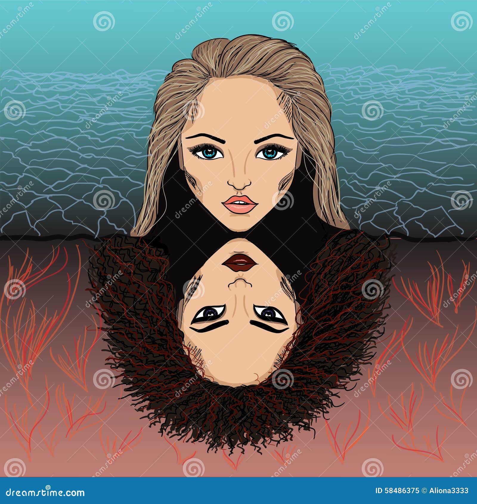 Good Girl and Bad Reflection Stock Vector - Illustration of fire, good ...