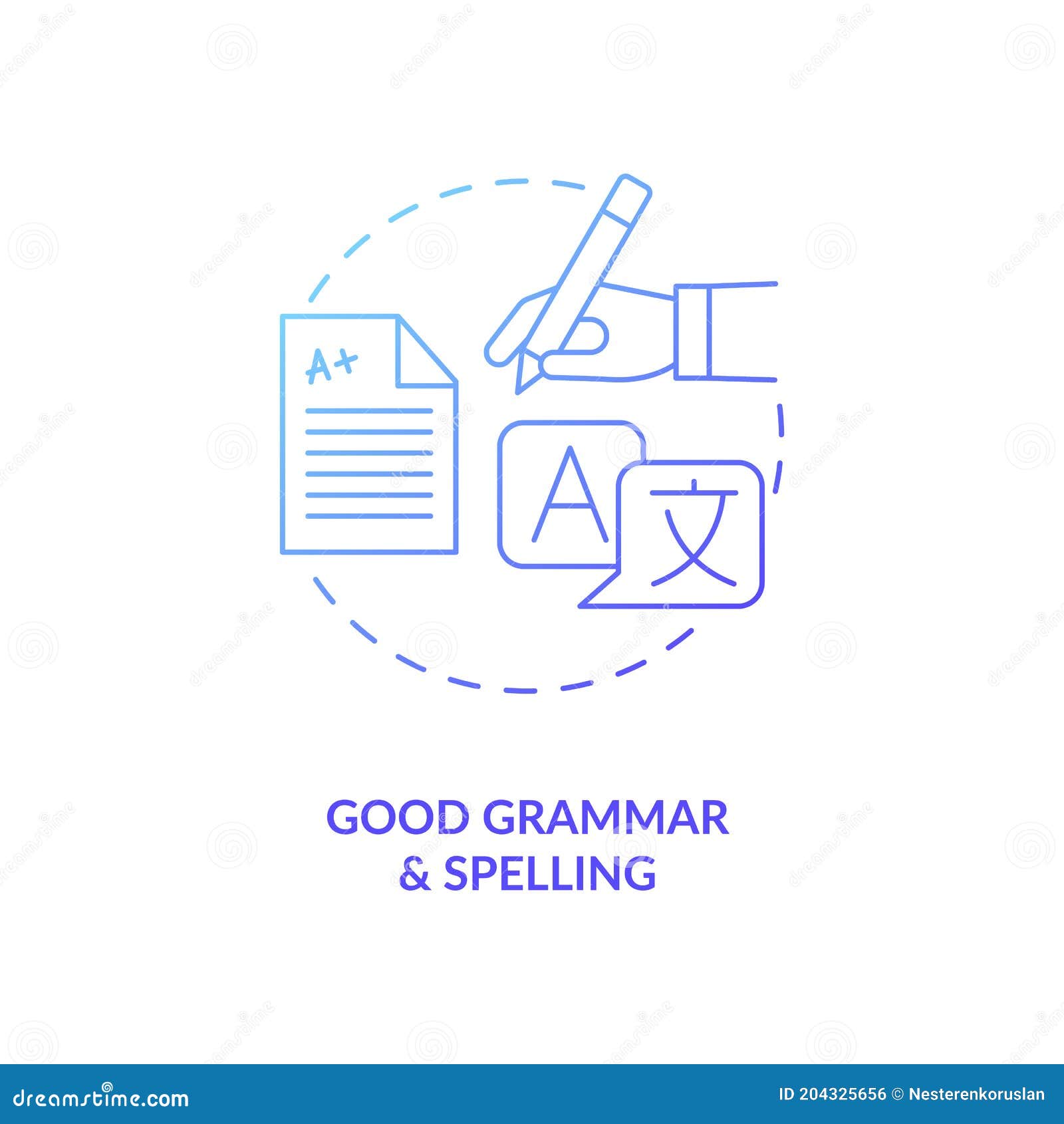 Good Grammar and Spelling Blue Gradient Concept Icon Stock Vector ...
