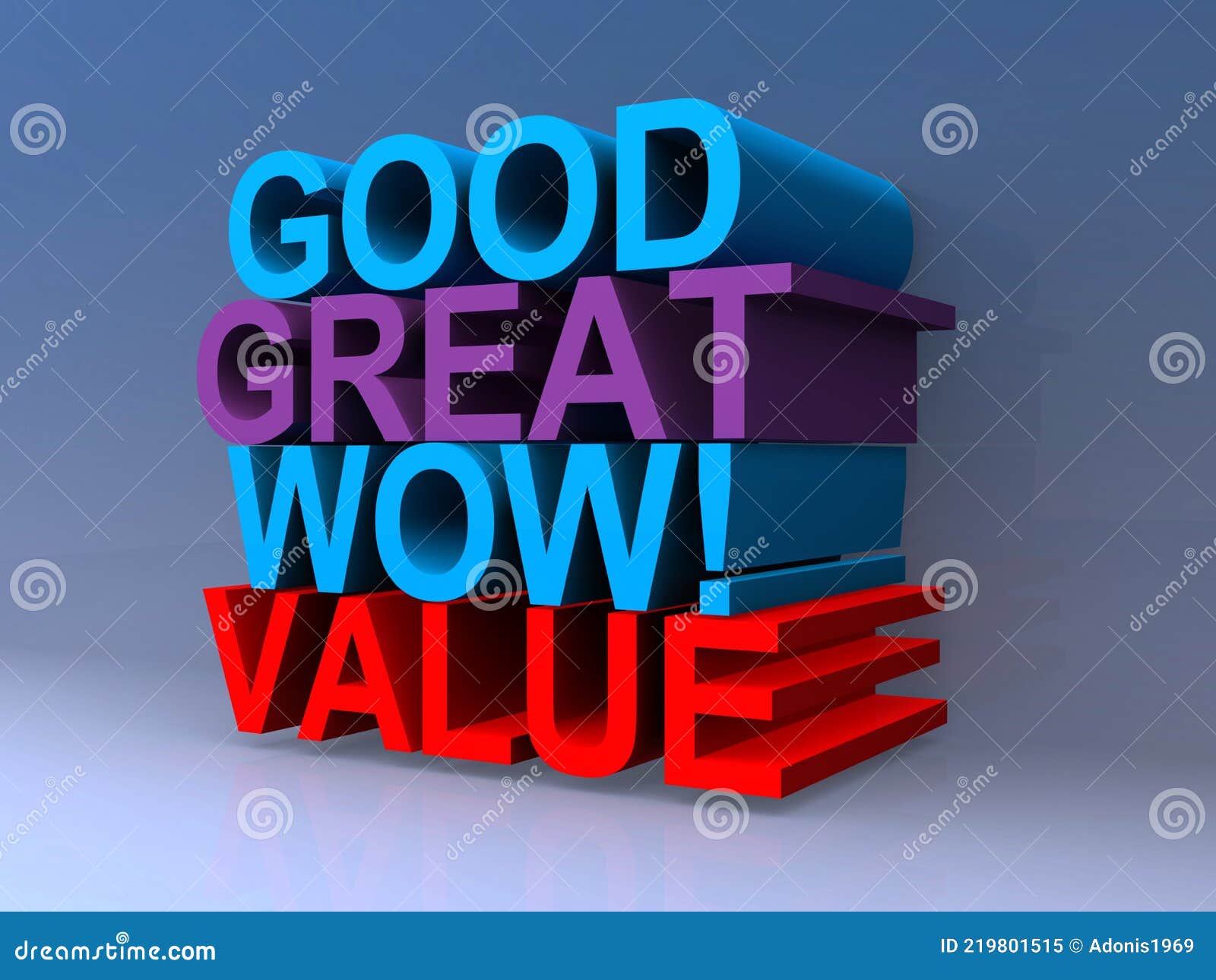 Good Great Wow Value on Blue Stock Illustration - Illustration of ...