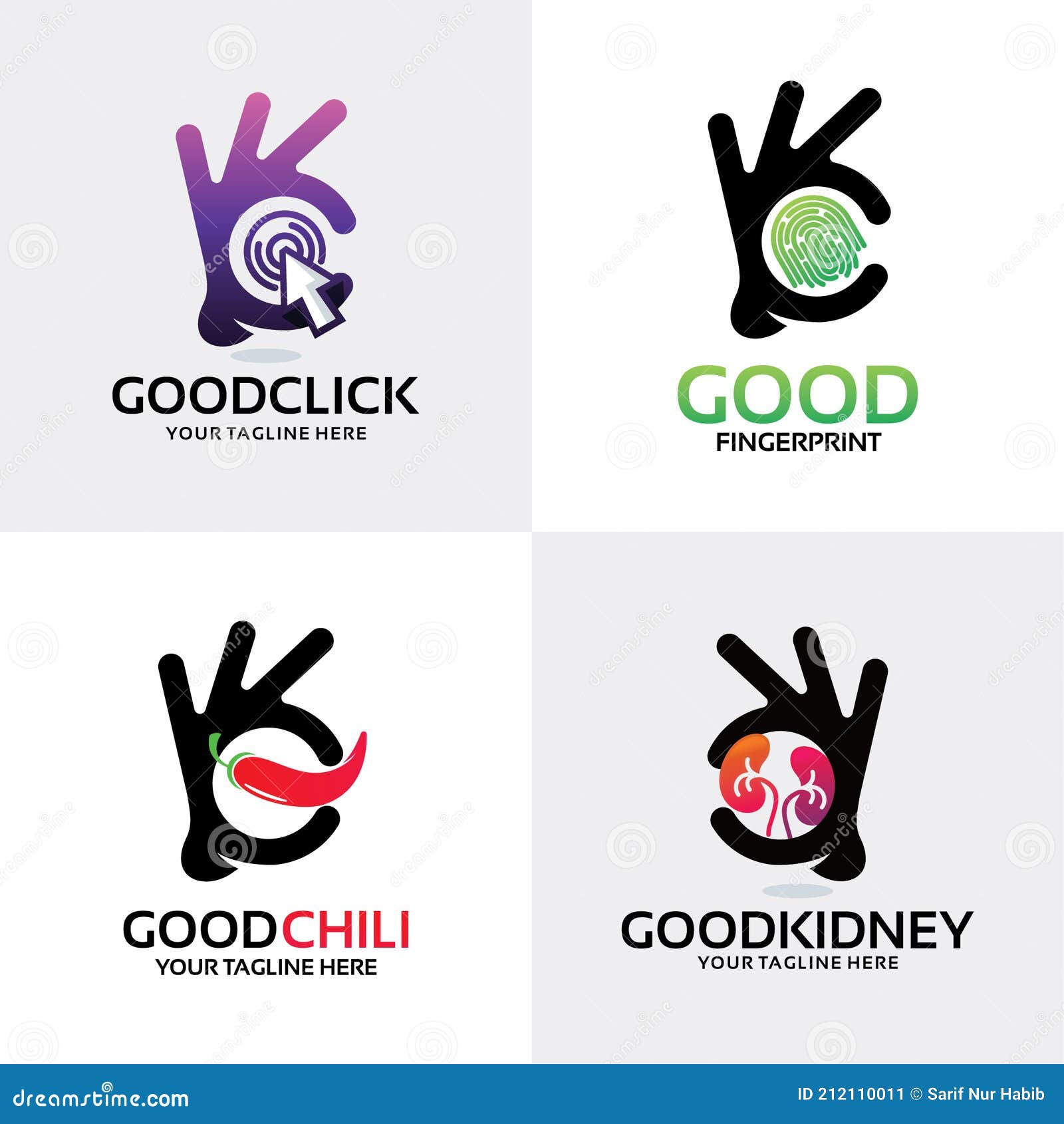 Good Hand Logo Set Design Template Collection Stock Vector ...