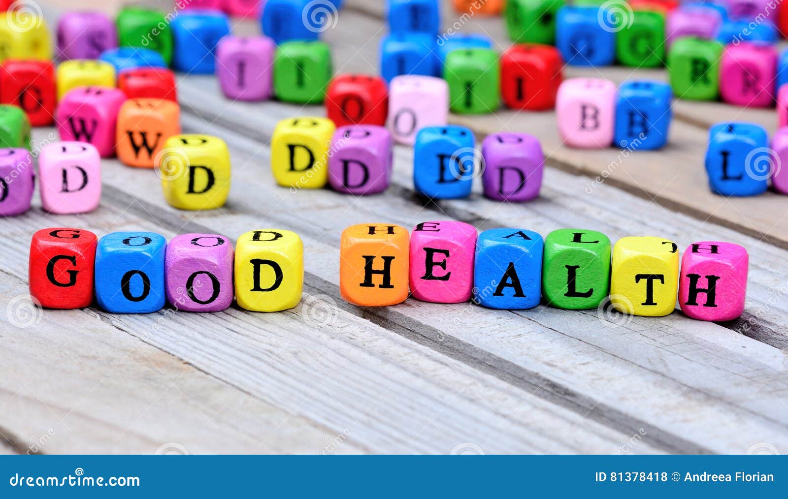 Good Health Words on Wooden Table Stock Photo - Image of nutrition ...
