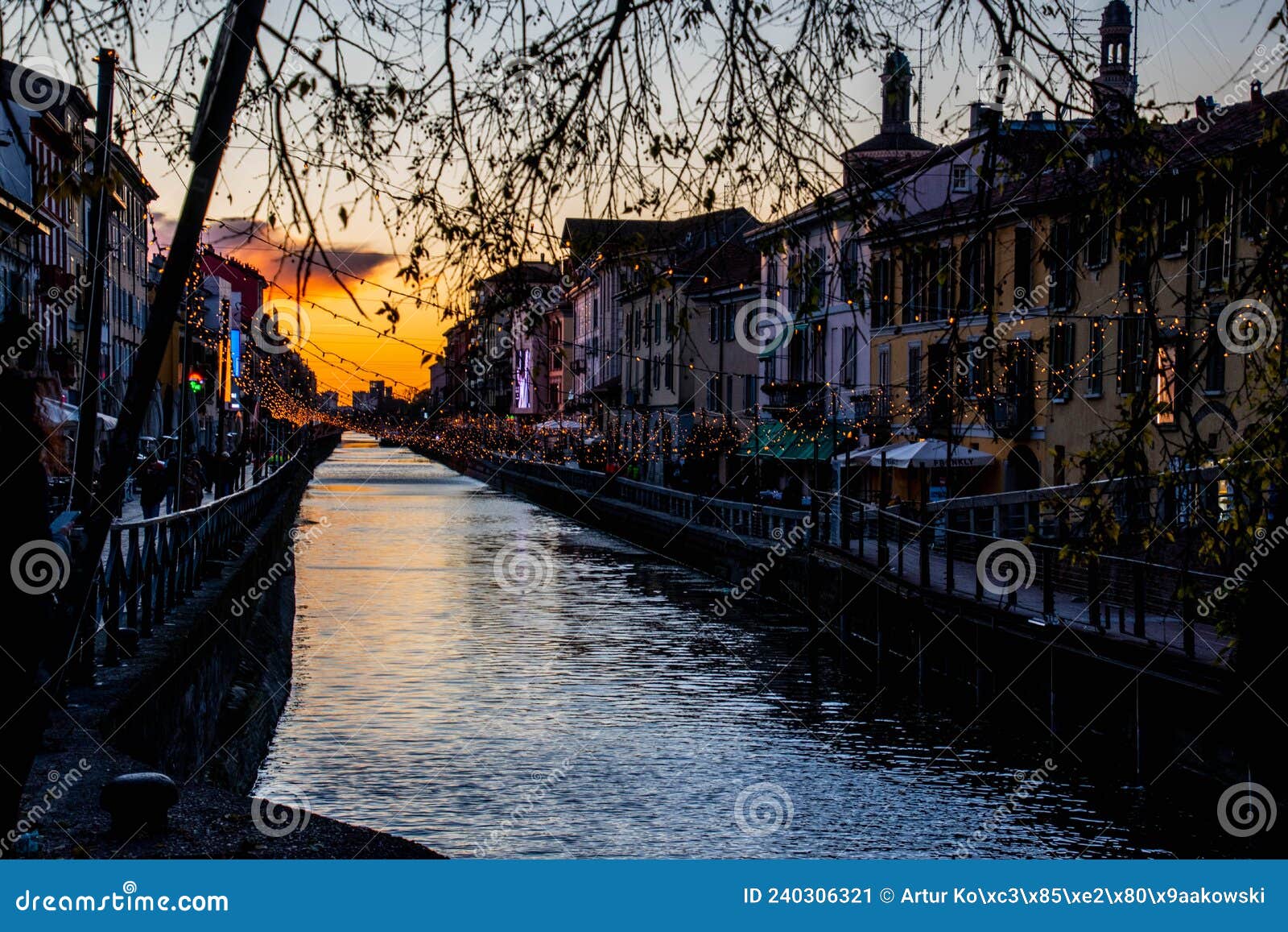 Navigli Milano sunset editorial photo. Image of milano - 240306321