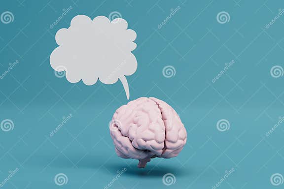 Good Idea. Brain and a Cloud for Text on a Turquoise Background. Copy ...